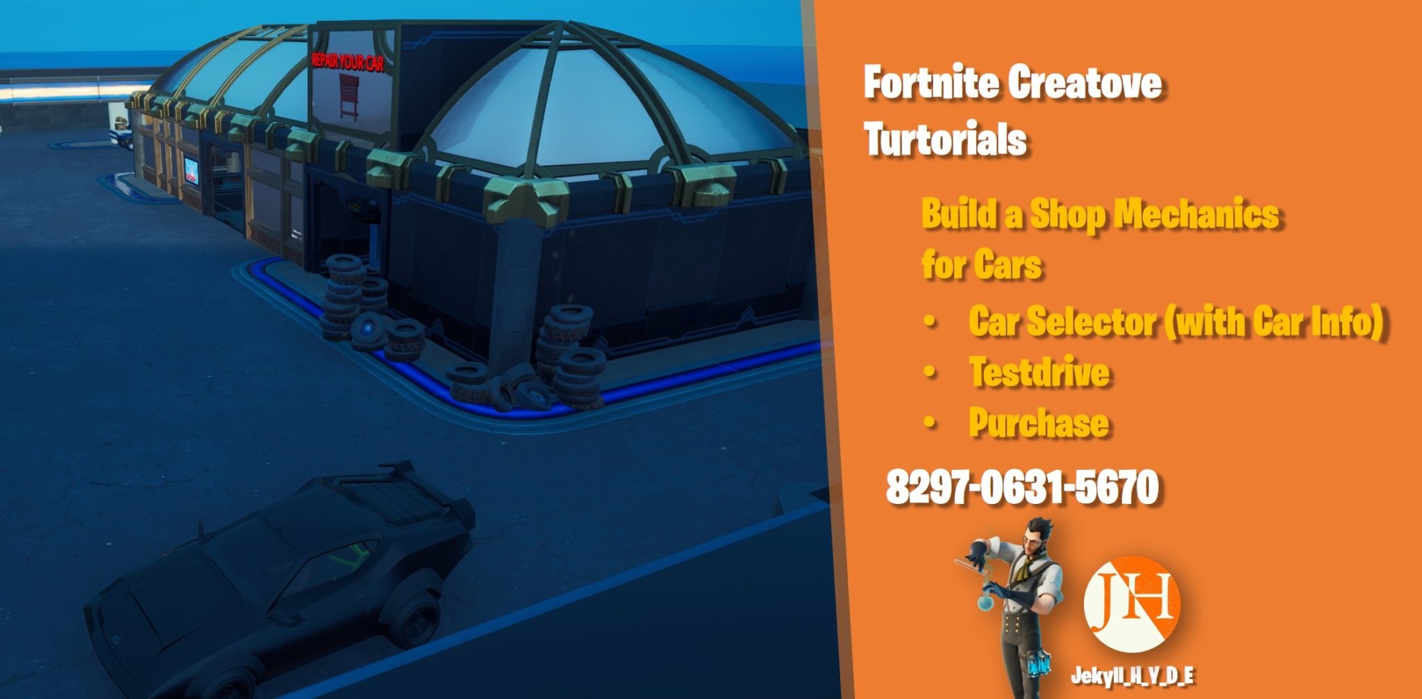 Carshop mechanics Turtorial Map [ jekyll_h_y_d_e ] – Fortnite Creative ...