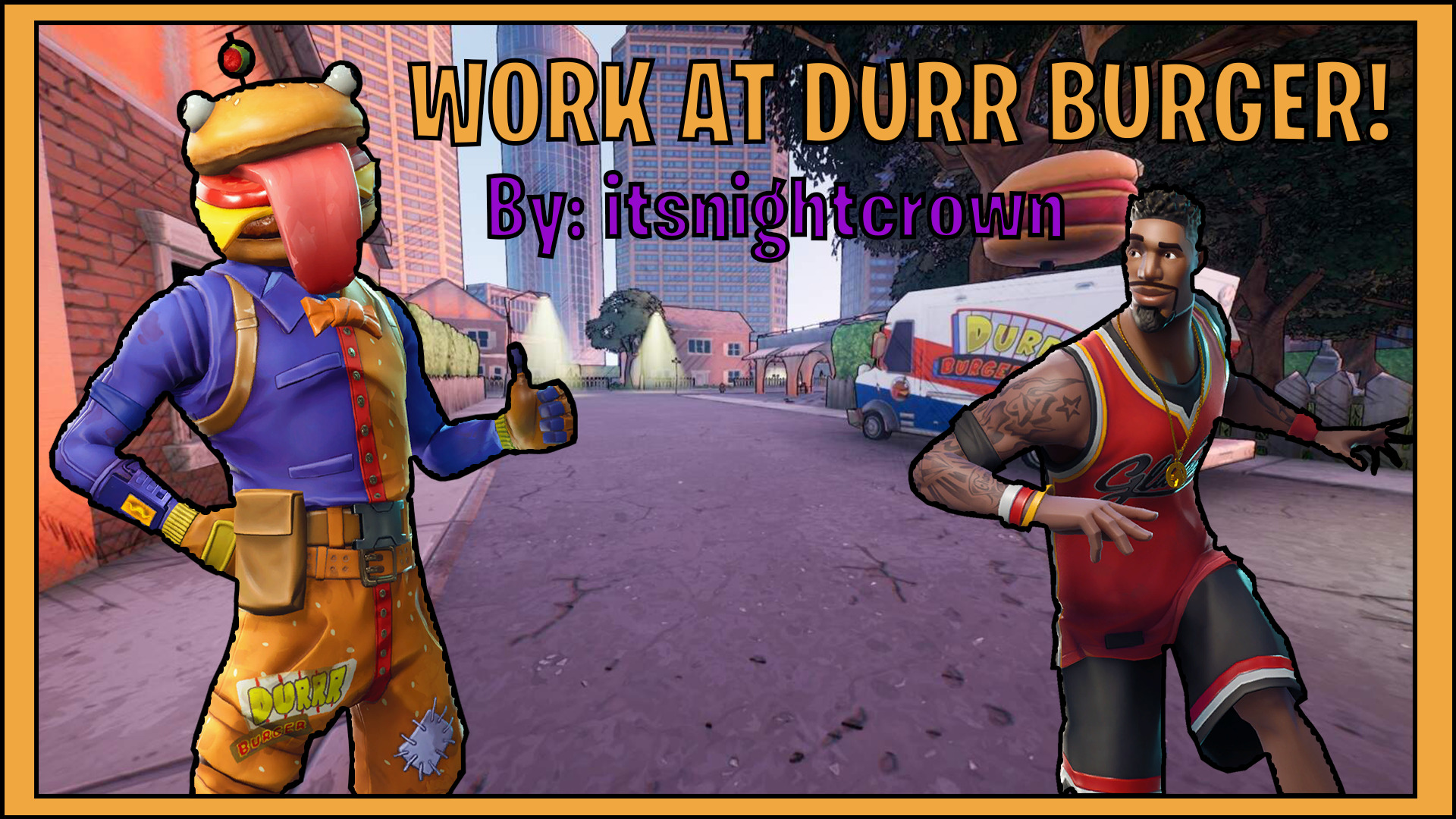 🍔 WORK AT DURR BURGER! 🍟 [ itsnightcrown ] – Fortnite Creative Map Code
