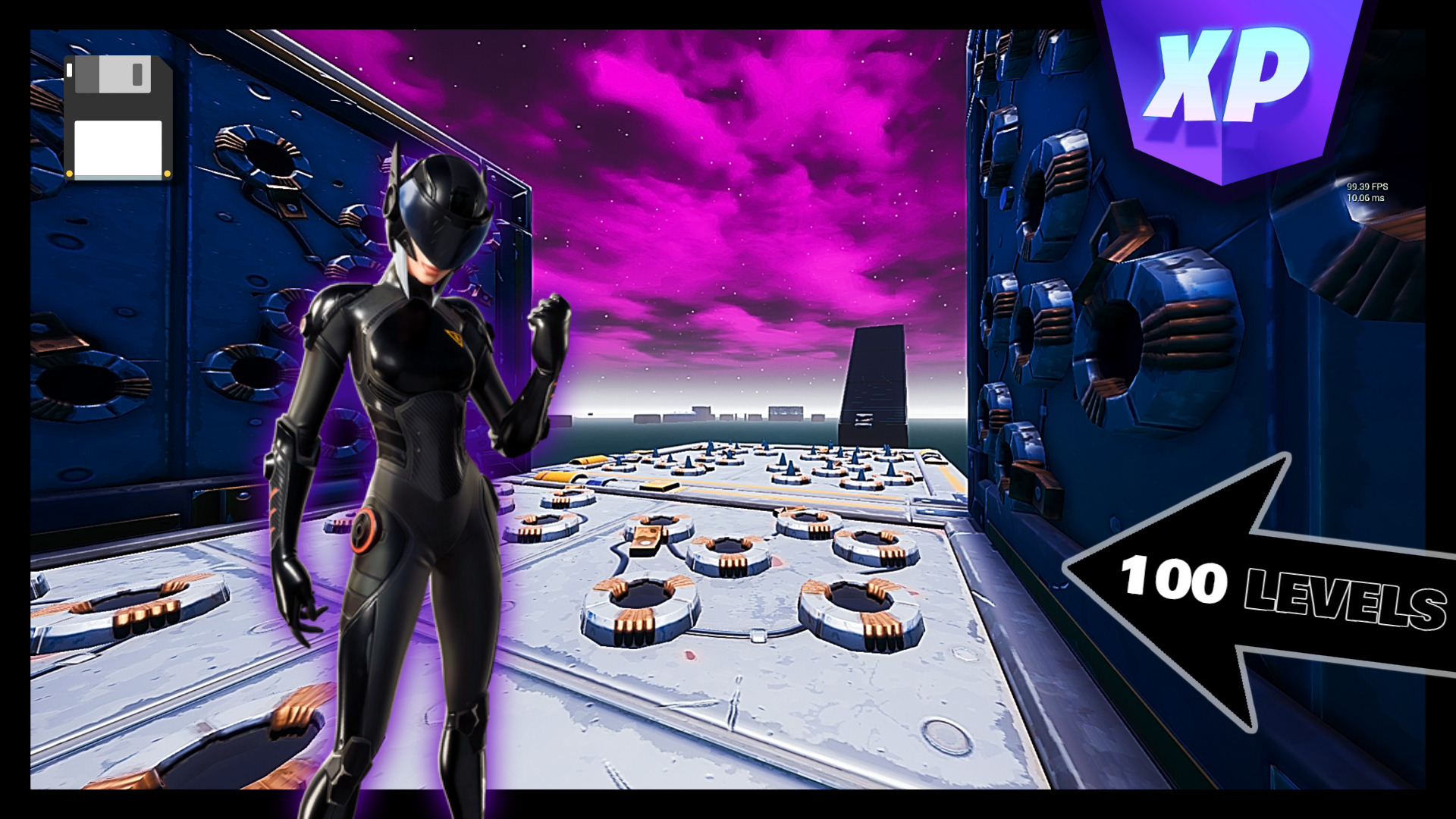 100 LEVEL DARK DEATHRUN 🖤 [ lairon ] – Fortnite Creative Map Code