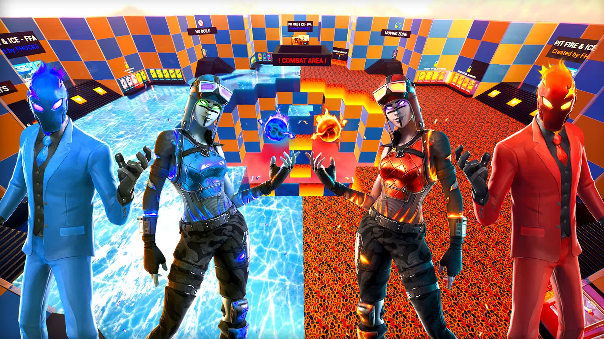 🔥PIT FIRE & ICE ️ FFA + ZONE WARS [ fhocks ] – Fortnite Creative Map Code