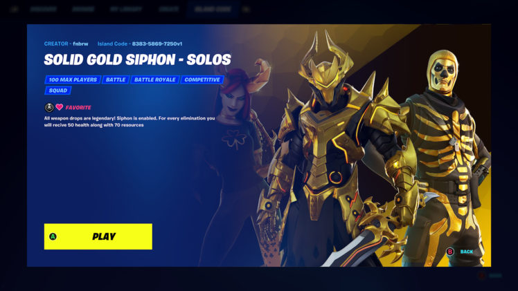 Solid Gold Siphon - Solos [ fnbrw ] – Fortnite Creative Map Code