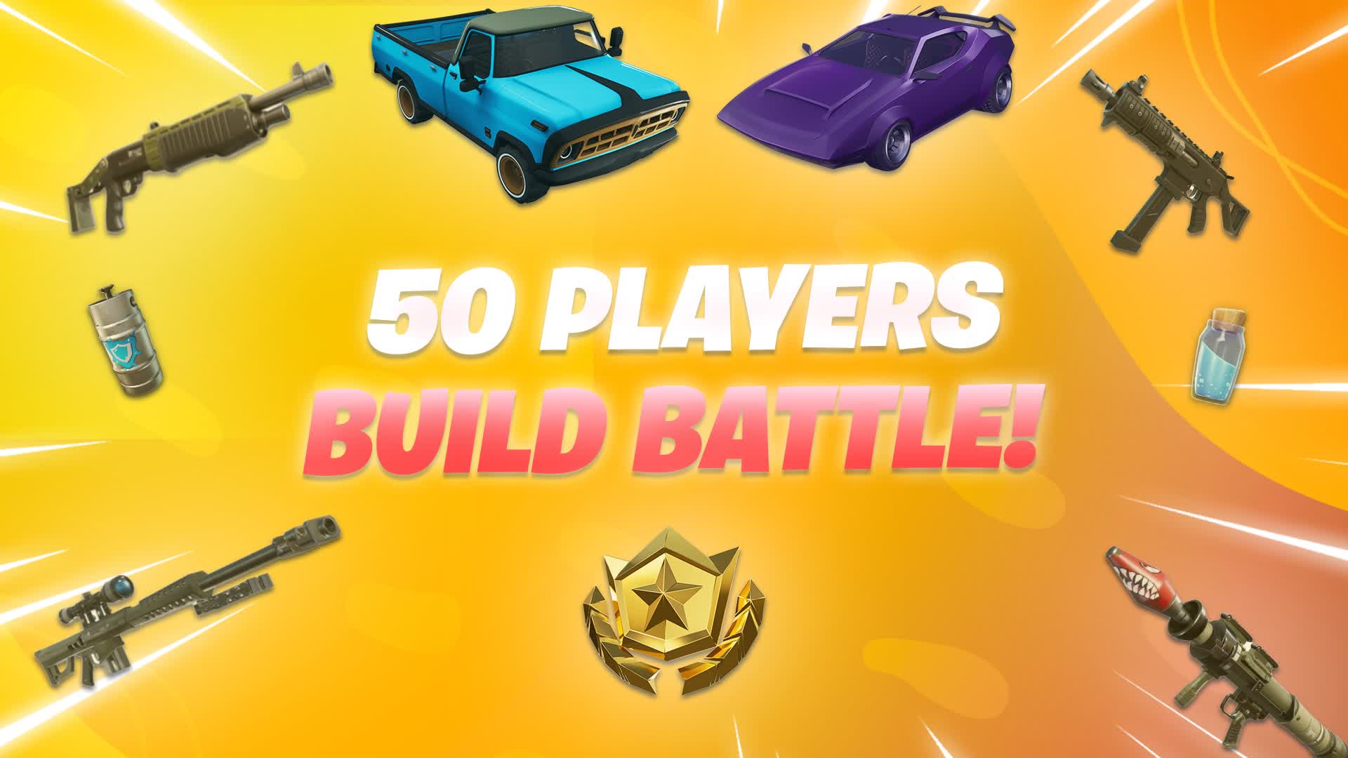 🌟50 Players Build Battle📈 (Vehicles) [ nsmash ] – Fortnite Creative Map Code