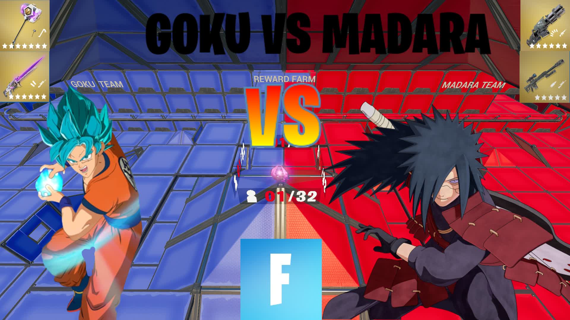 🔵GOKU VS MADARA🔴 [ test ] – Fortnite Creative Map Code
