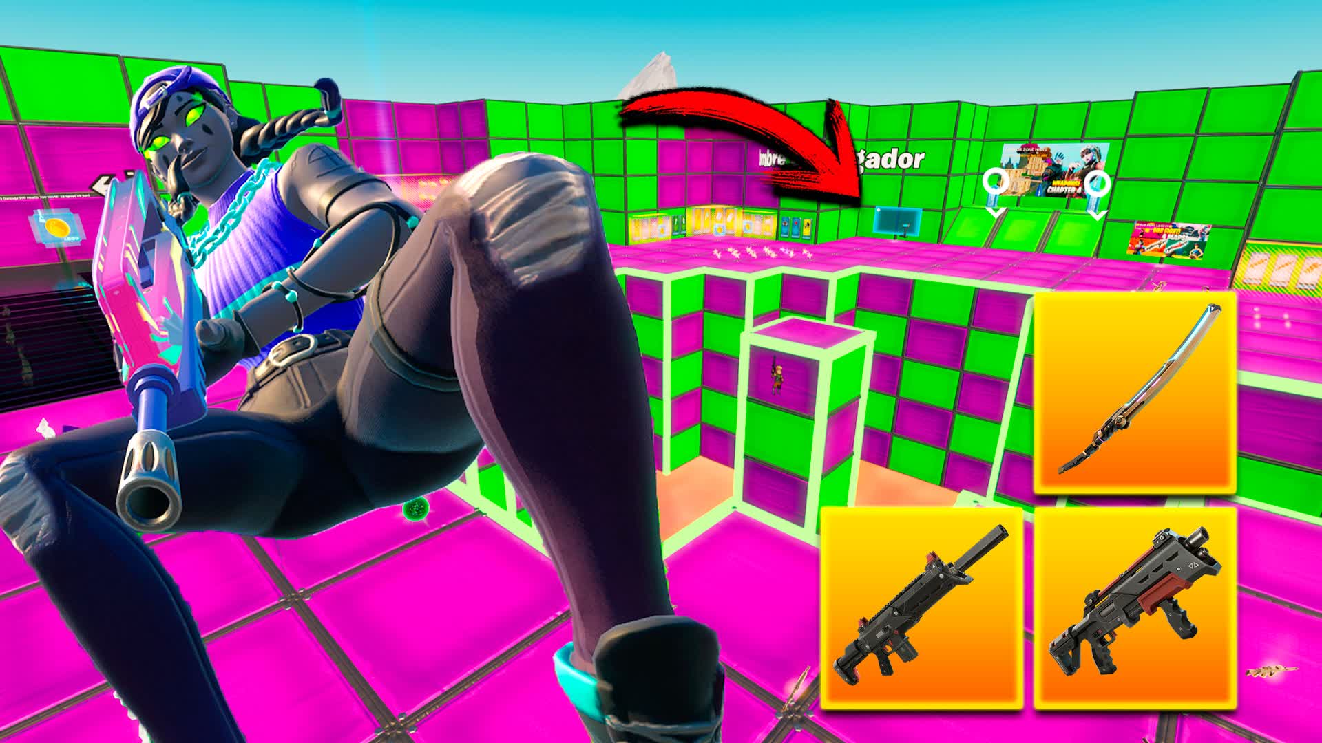 THE PIT FFA - GREEN VS PURPLE [ ] – Fortnite Creative Map Code