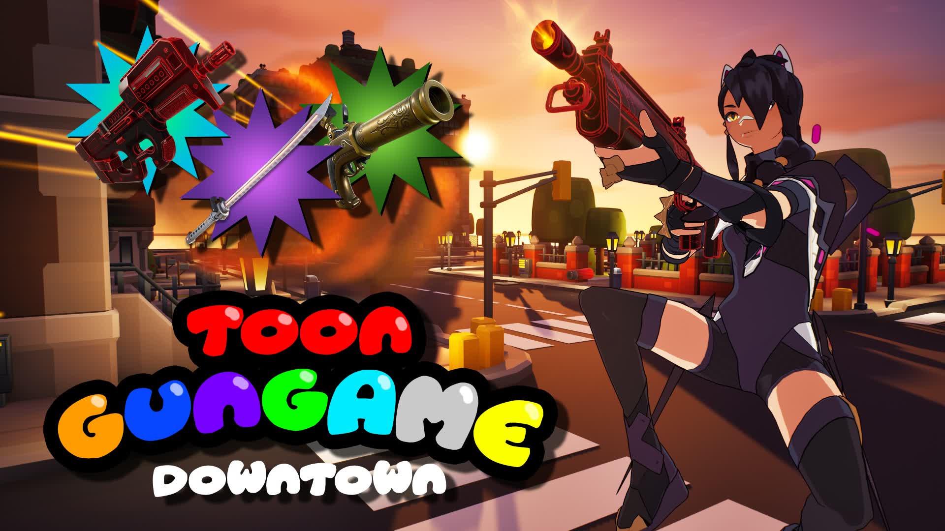 🎨 Toon Gun Game - Downtown 🏙 [ Shinohara ] – Fortnite Creative Map Code