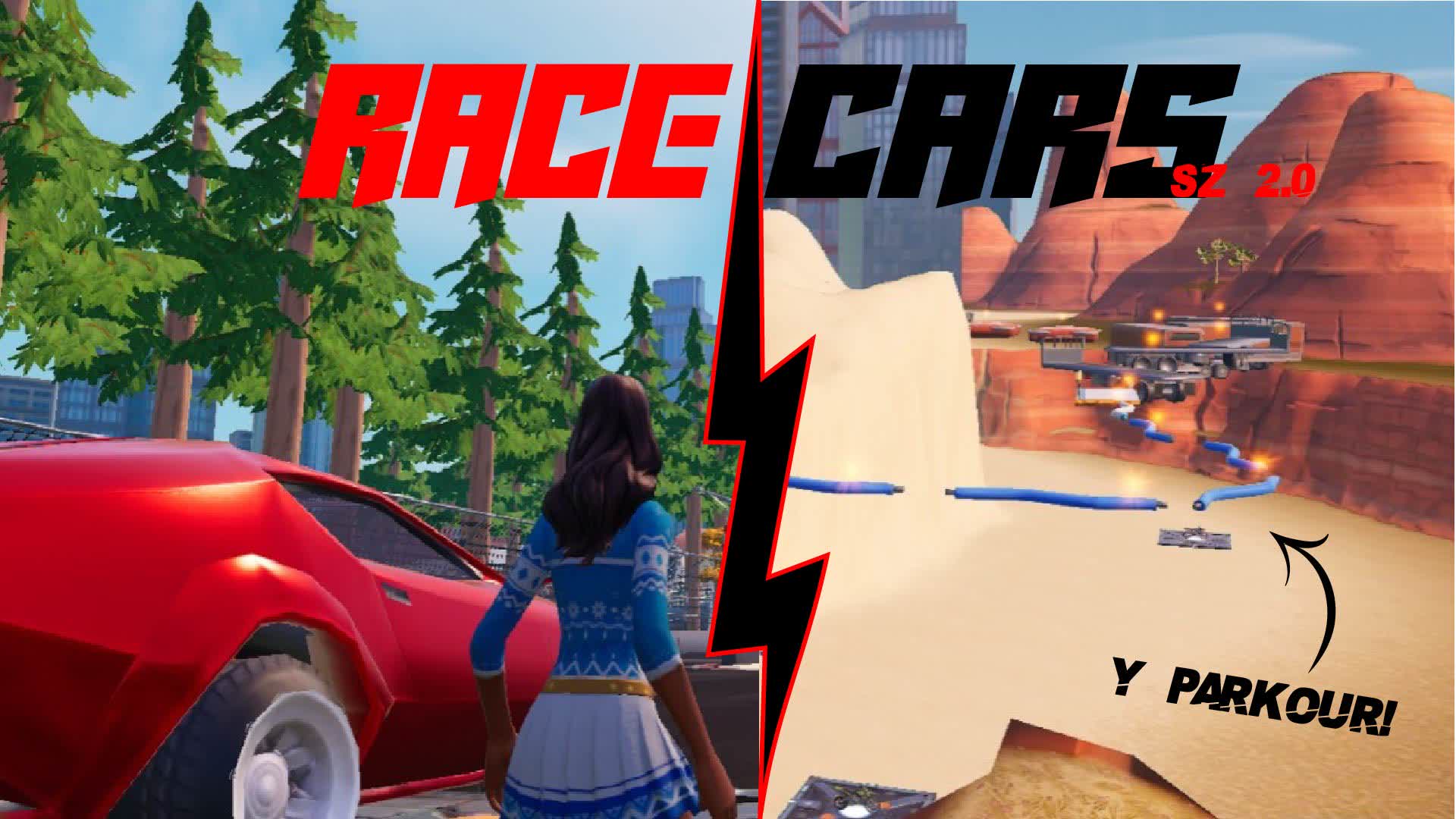 RACE CARS + PARKOUR 2.0 [ nawelsz ] – Fortnite Creative Map Code