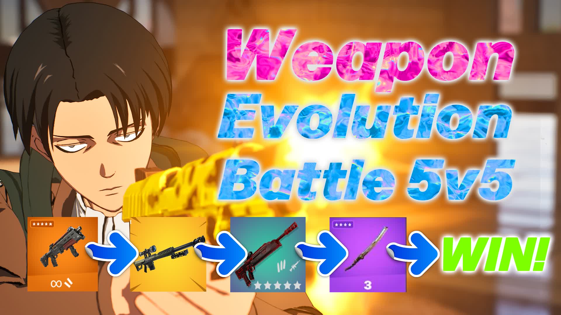 Weapon Evolution Battle 5v5 [ MUNBANA ] – Fortnite Creative Map Code