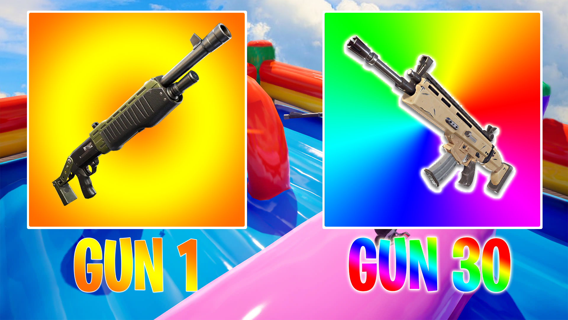Bounce House Gun Game [ tyfighter ] – Fortnite Creative Map Code