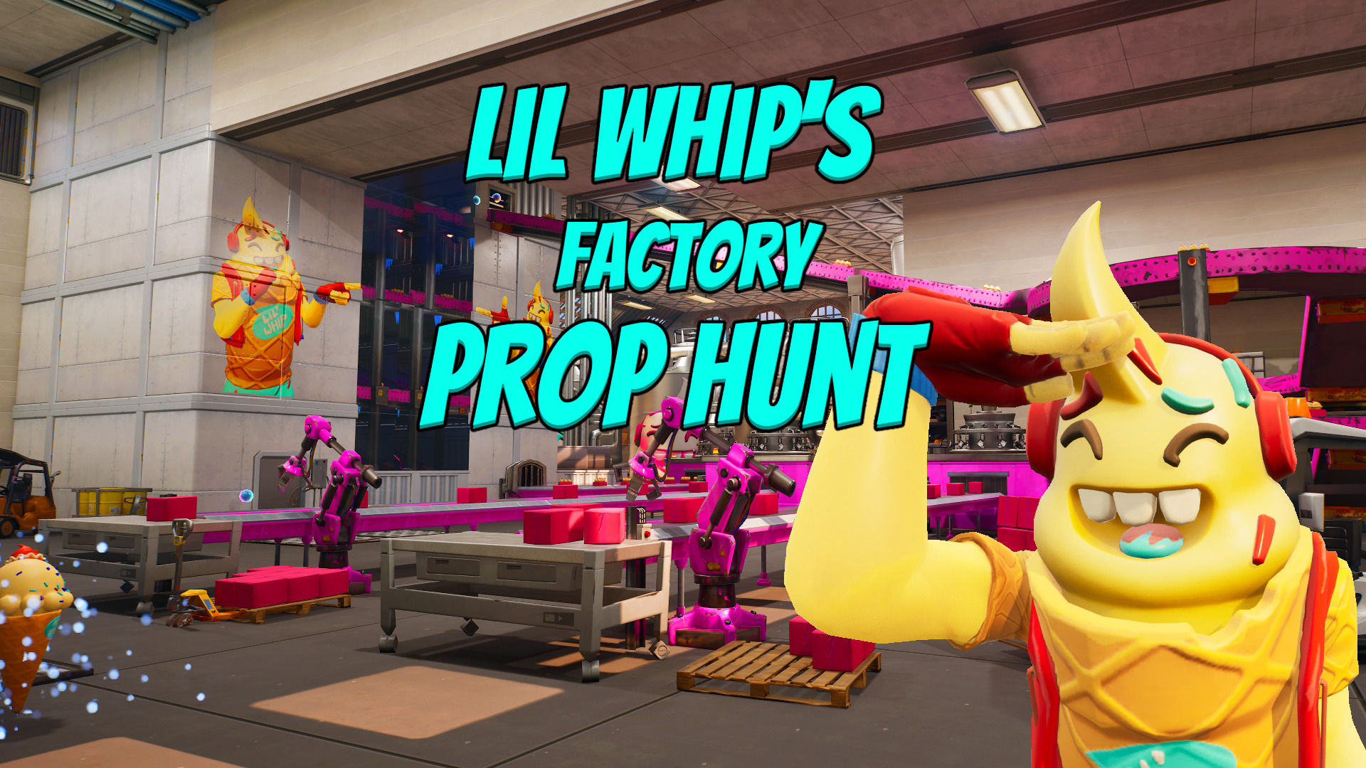 🍦 Lil Whip's Factory Prop Hunt 🍦 [ atavismx ] – Fortnite Creative Map Code