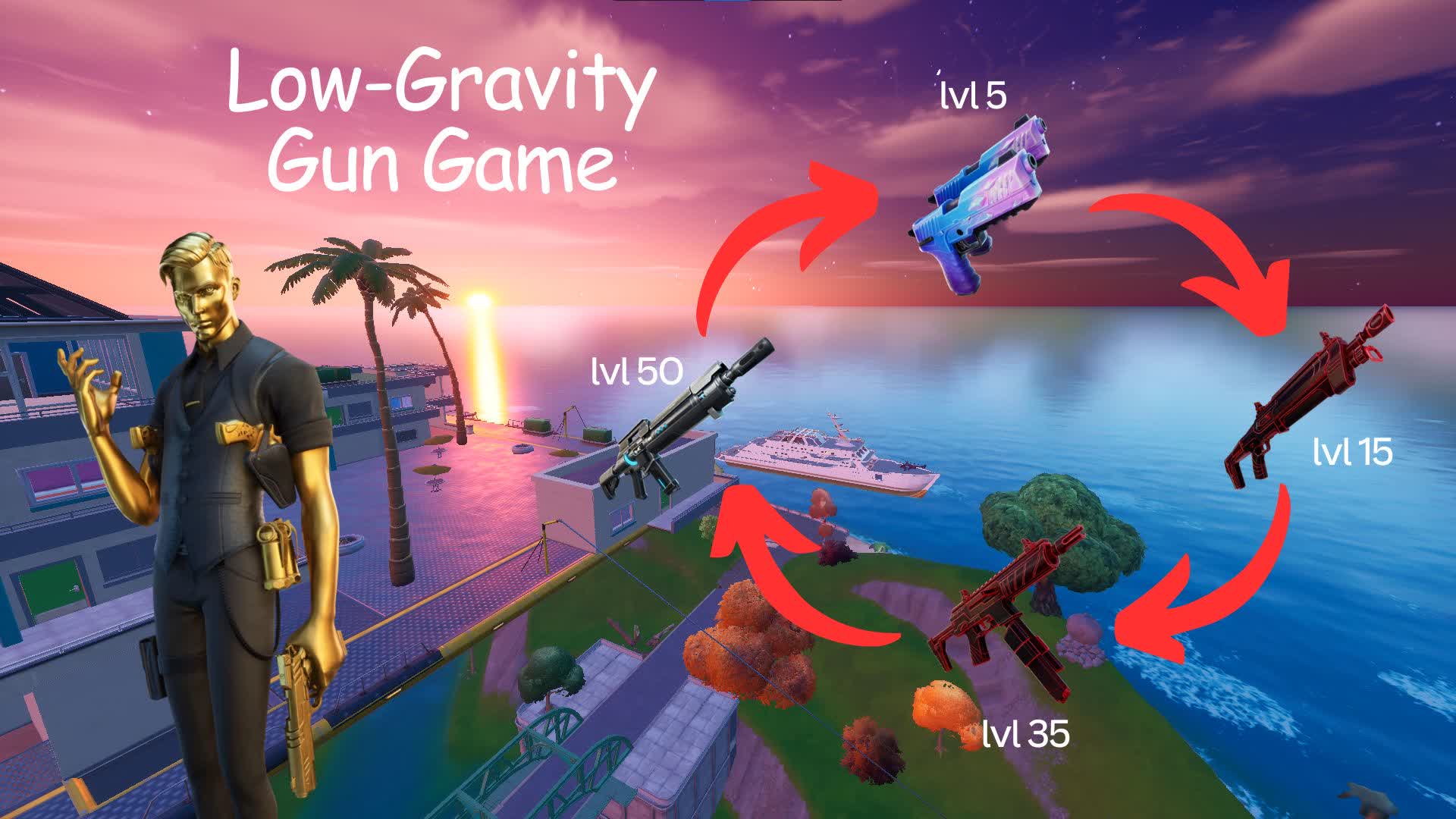 Low-Gravity Gun Game [ r-max ] – Fortnite Creative Map Code