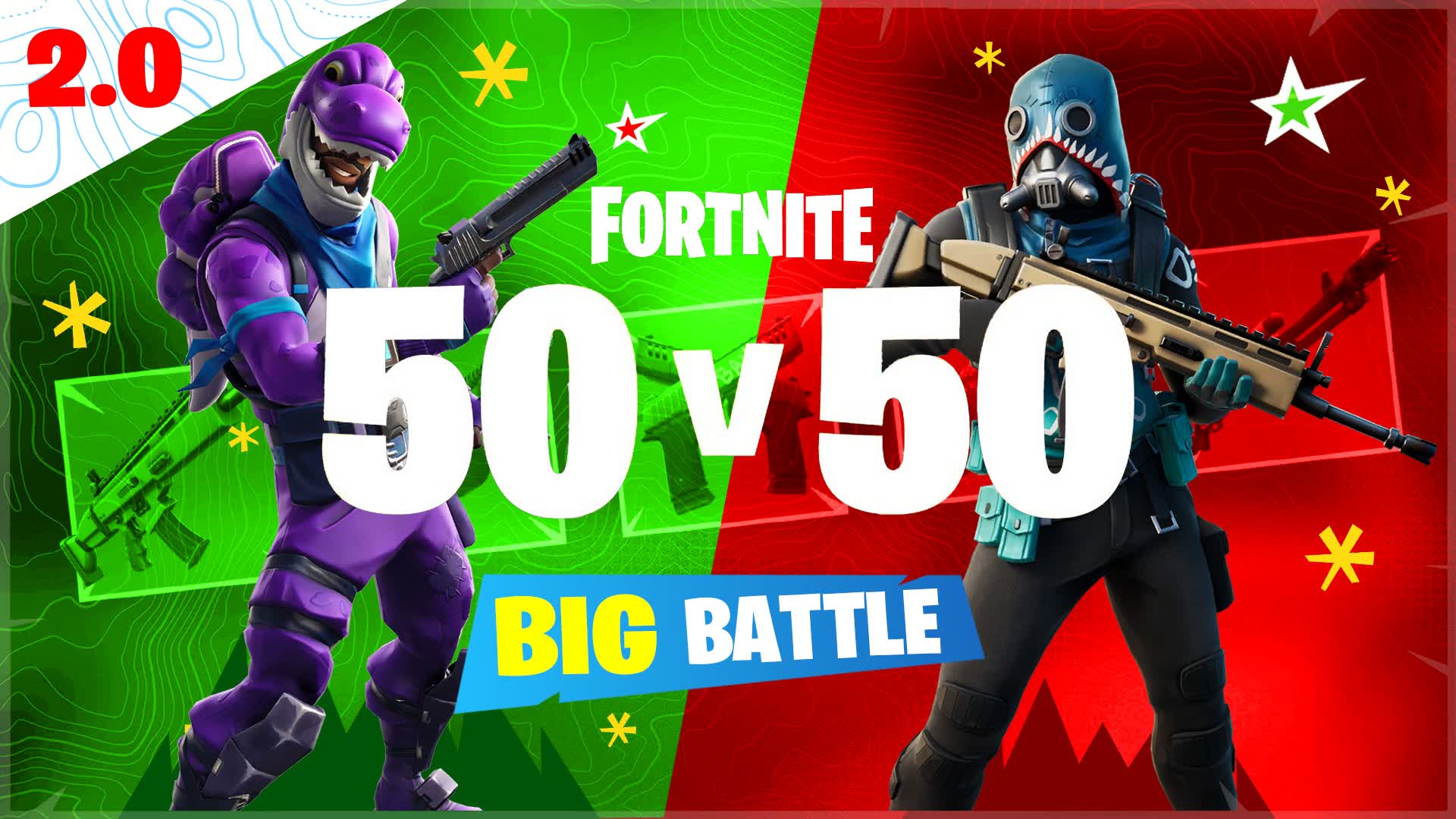 50 VS 50 - BIG BATTLE! [ post ] – Fortnite Creative Map Code