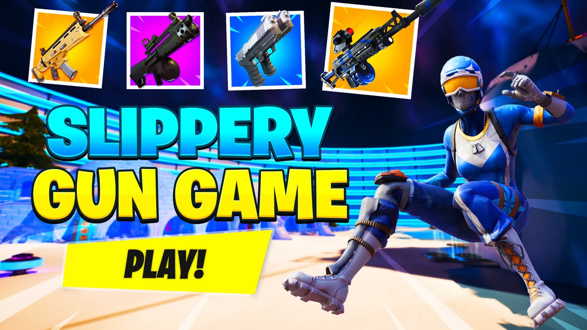 🥶Slippery Gun Game🥶 [ geord1e ] – Fortnite Creative Map Code