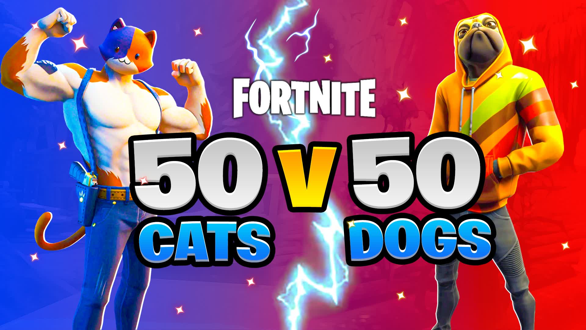 50 vs 50 CATS DOGS BATTLE [ mimomaps ] – Fortnite Creative Map Code
