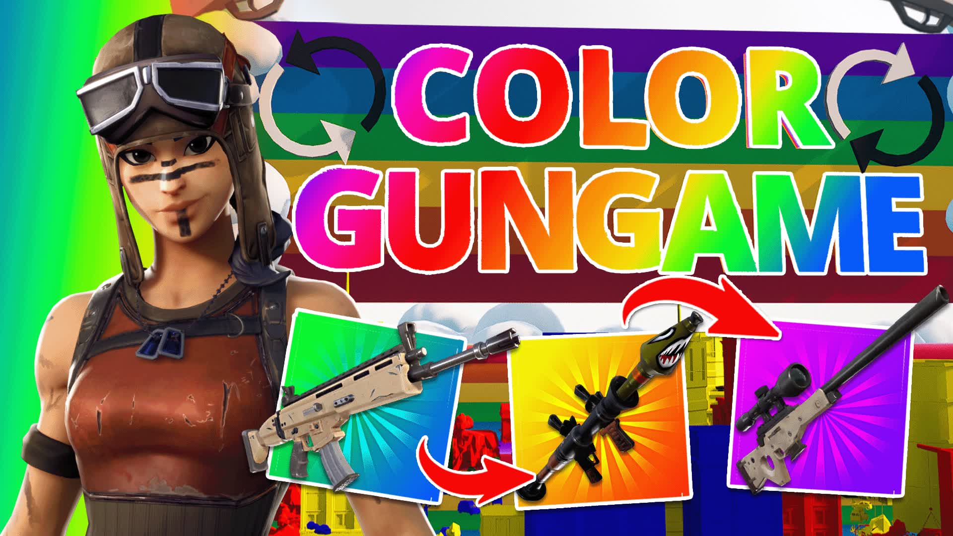 🌈COLOUR SWITCH GUN-GAME - TEAMS [ jallidus ] – Fortnite Creative Map Code