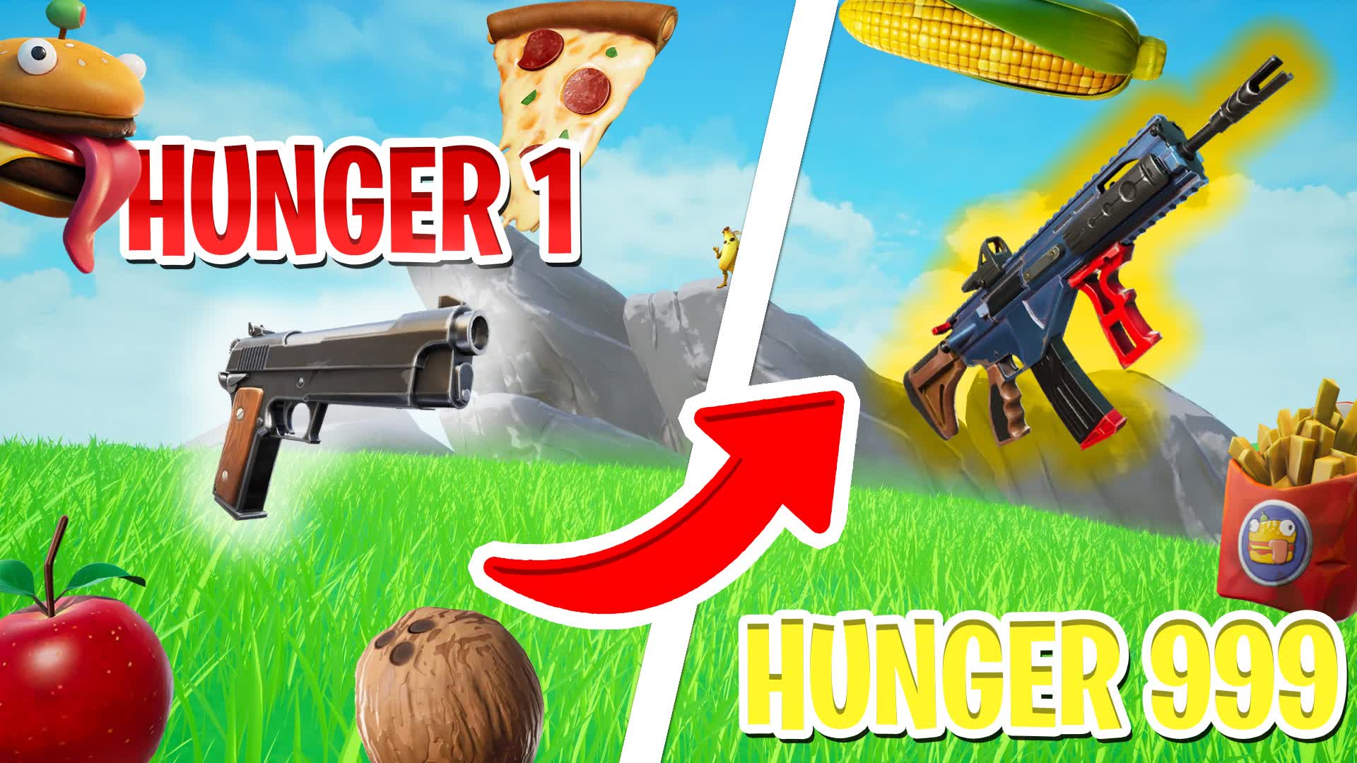 🍕FOOD GUN GAME 🍔| ONE SHOT🔫 [ jazfn ] – Fortnite Creative Map Code
