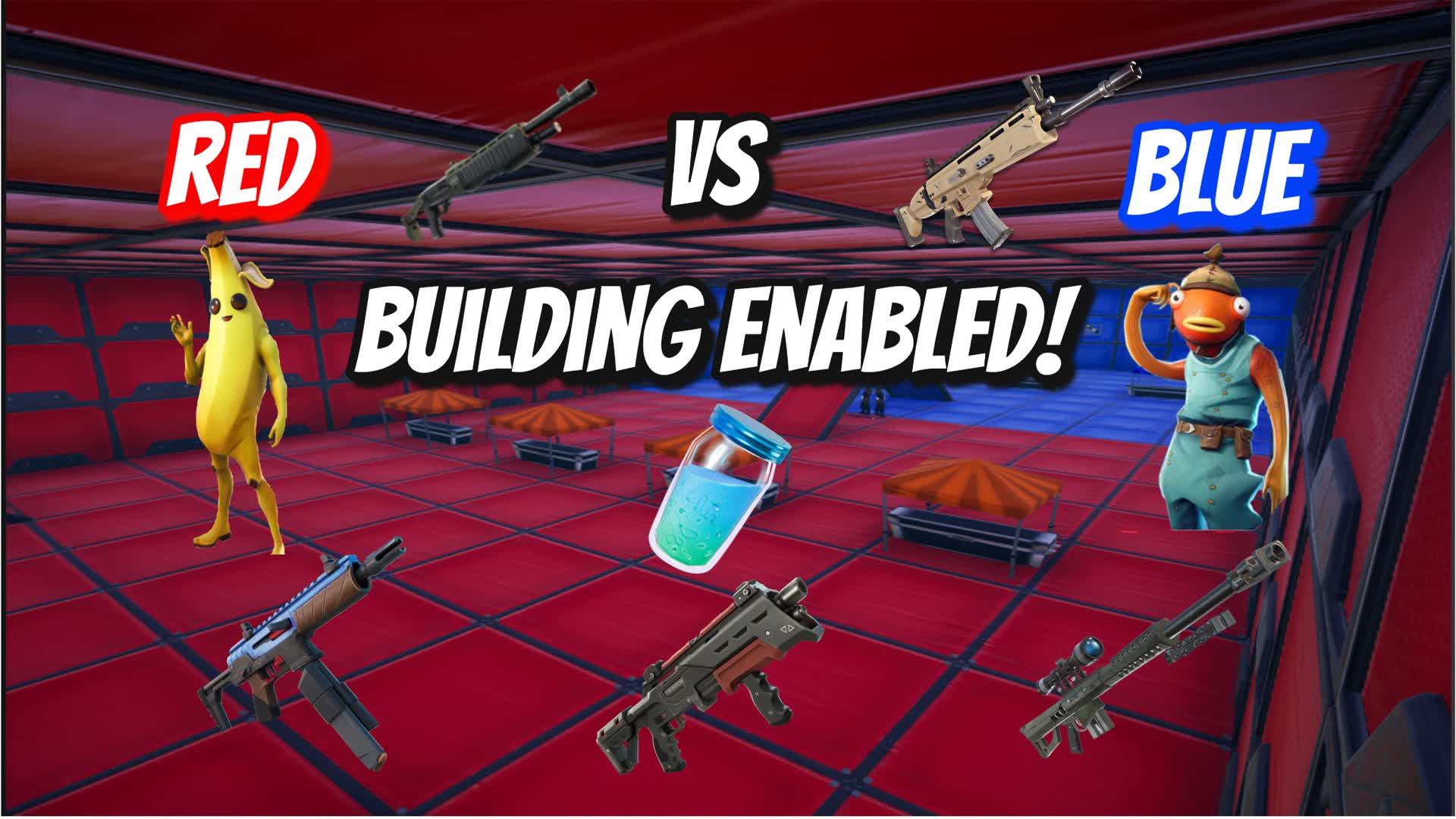 🔴 Red VS Blue 🔵 (Building ENABLED!) [ jonesyfn ] – Fortnite Creative Map Code