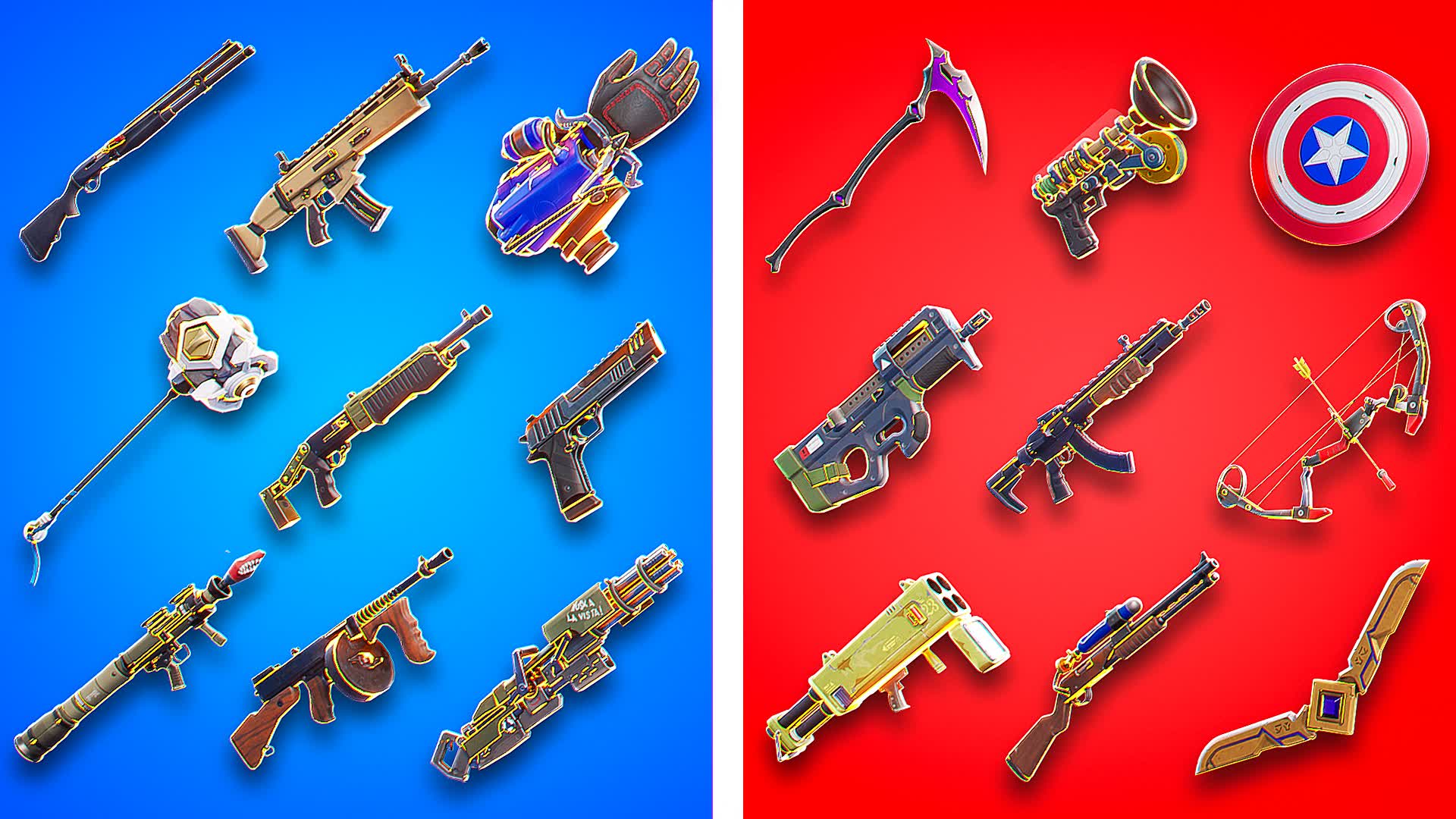 🔴 RED VS BLUE 🔵 OP WEAPONS [ notluc ] – Fortnite Creative Map Code