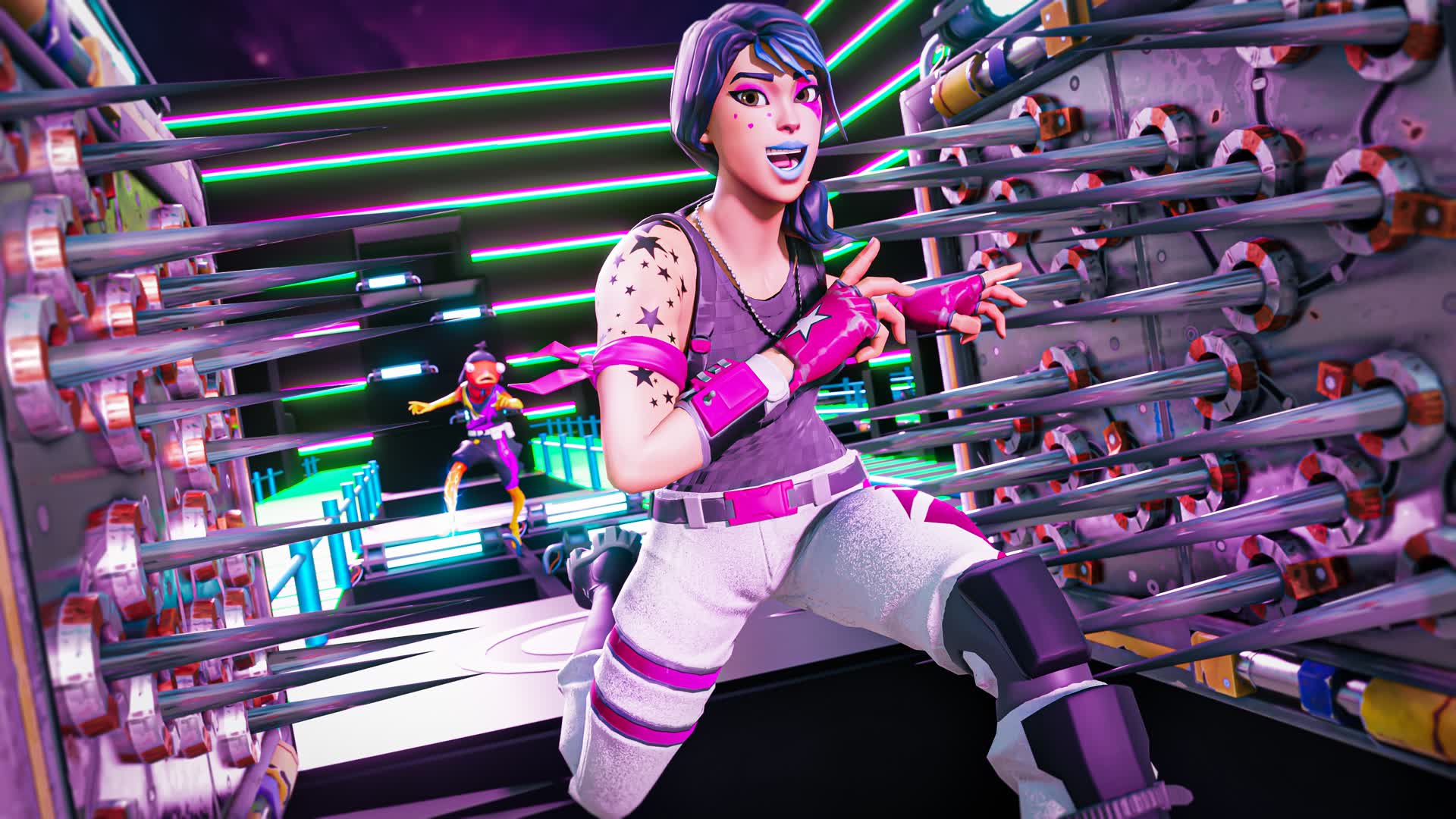 💚 100 LEVEL NEON DEATHRUN + FFA 💜 [ whoislynxy ] – Fortnite Creative Map Code