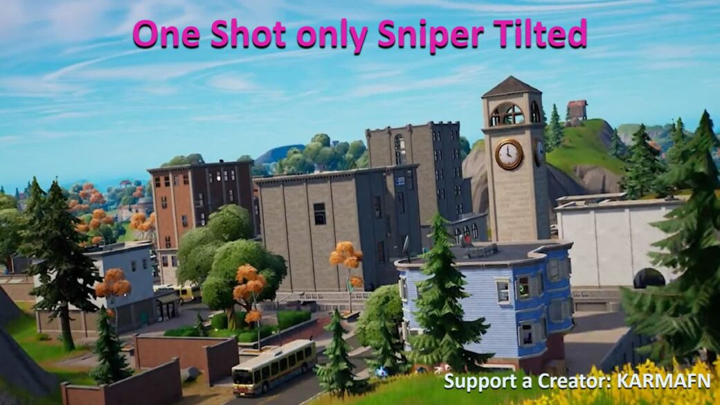 Tilted Towers only Sniper One Shot Map [ karmafn ] – Fortnite Creative Map Code