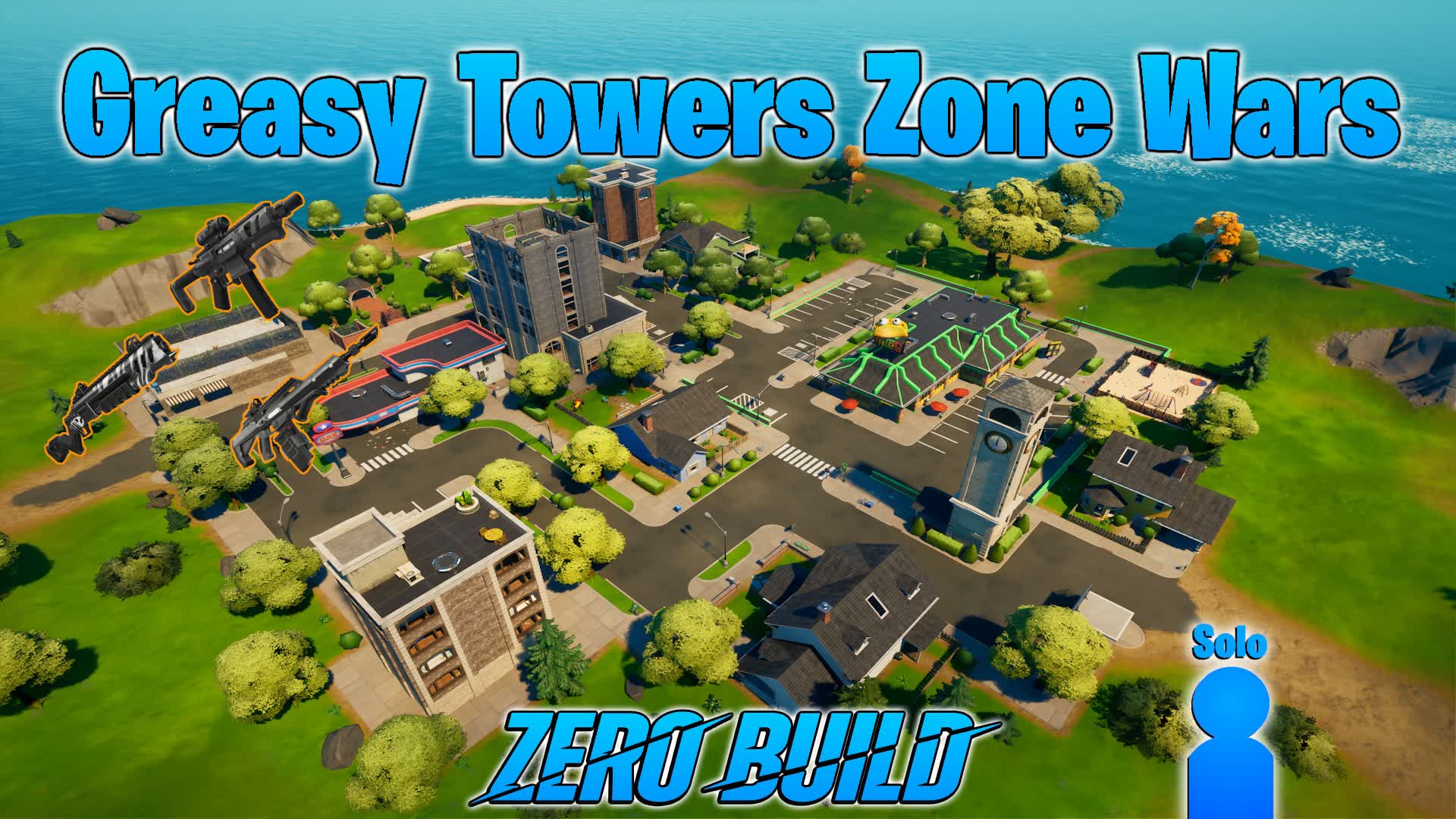 Greasy Towers Zero Build Zone Wars [ spectral345 ] – Fortnite Creative Map Code