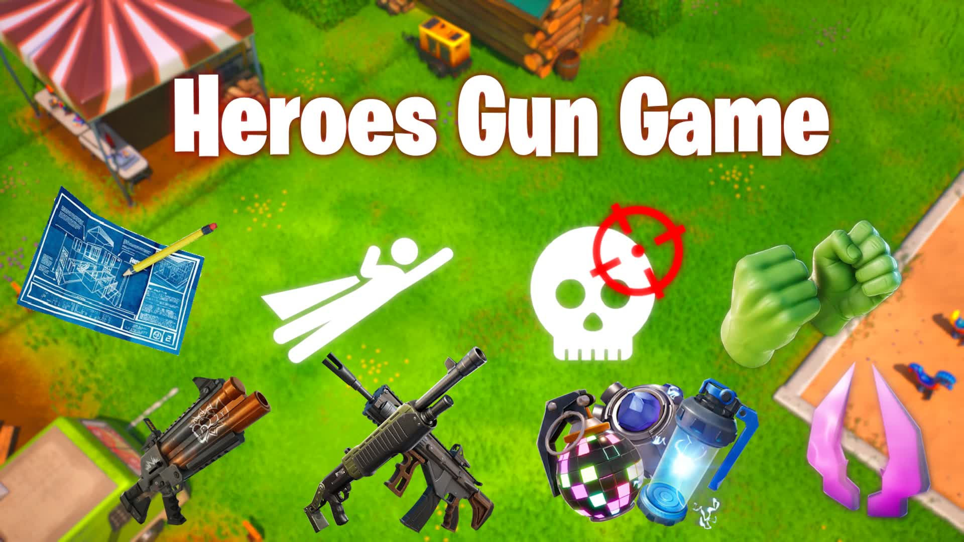 🦸 HEROES GUN GAME💥NEW SUPERPOWERS [ ideugu ] – Fortnite Creative Map Code
