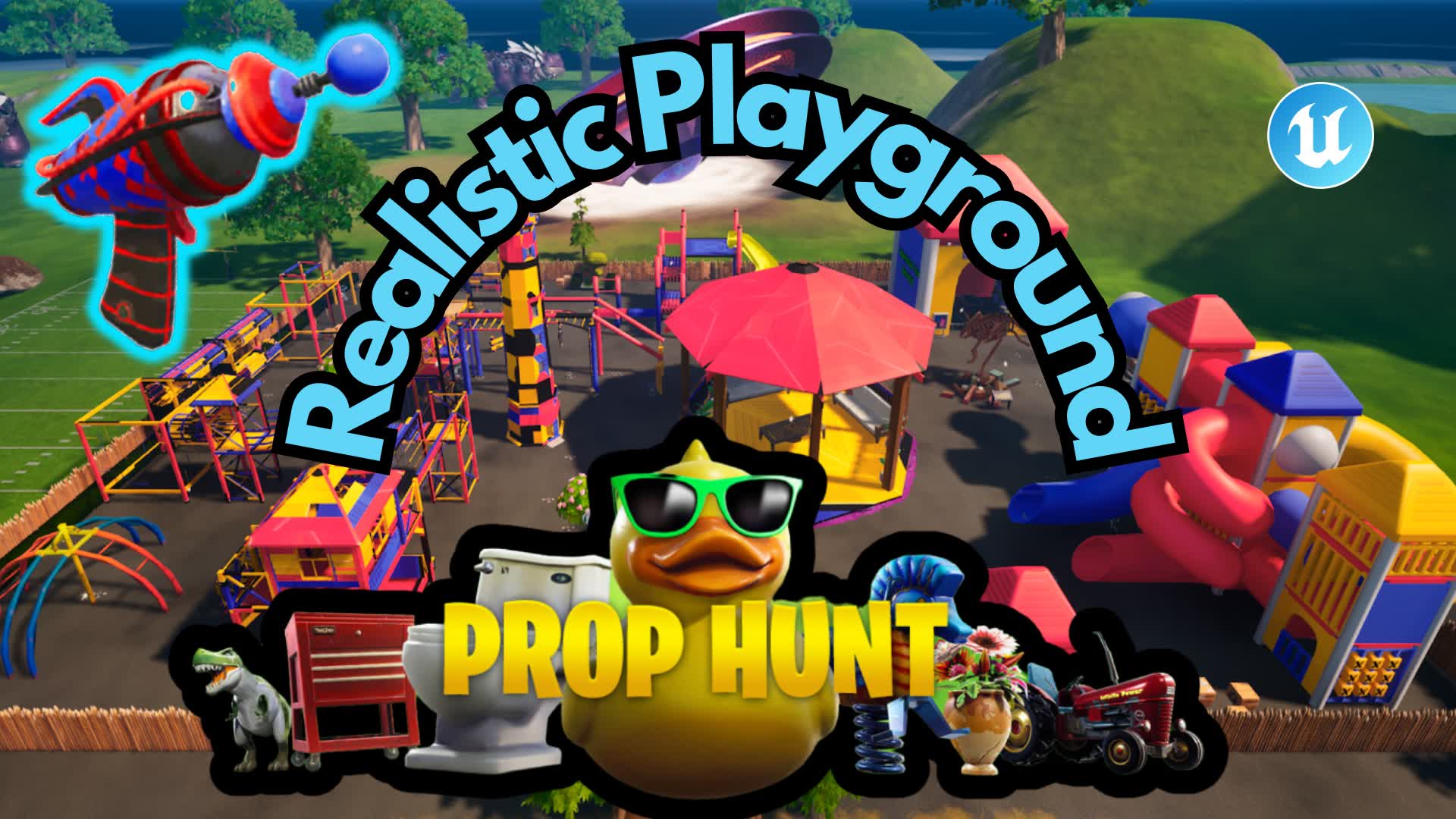 💯REALISTIC Playground Prop Hunt💯 [ chvrch ] – Fortnite Creative Map Code