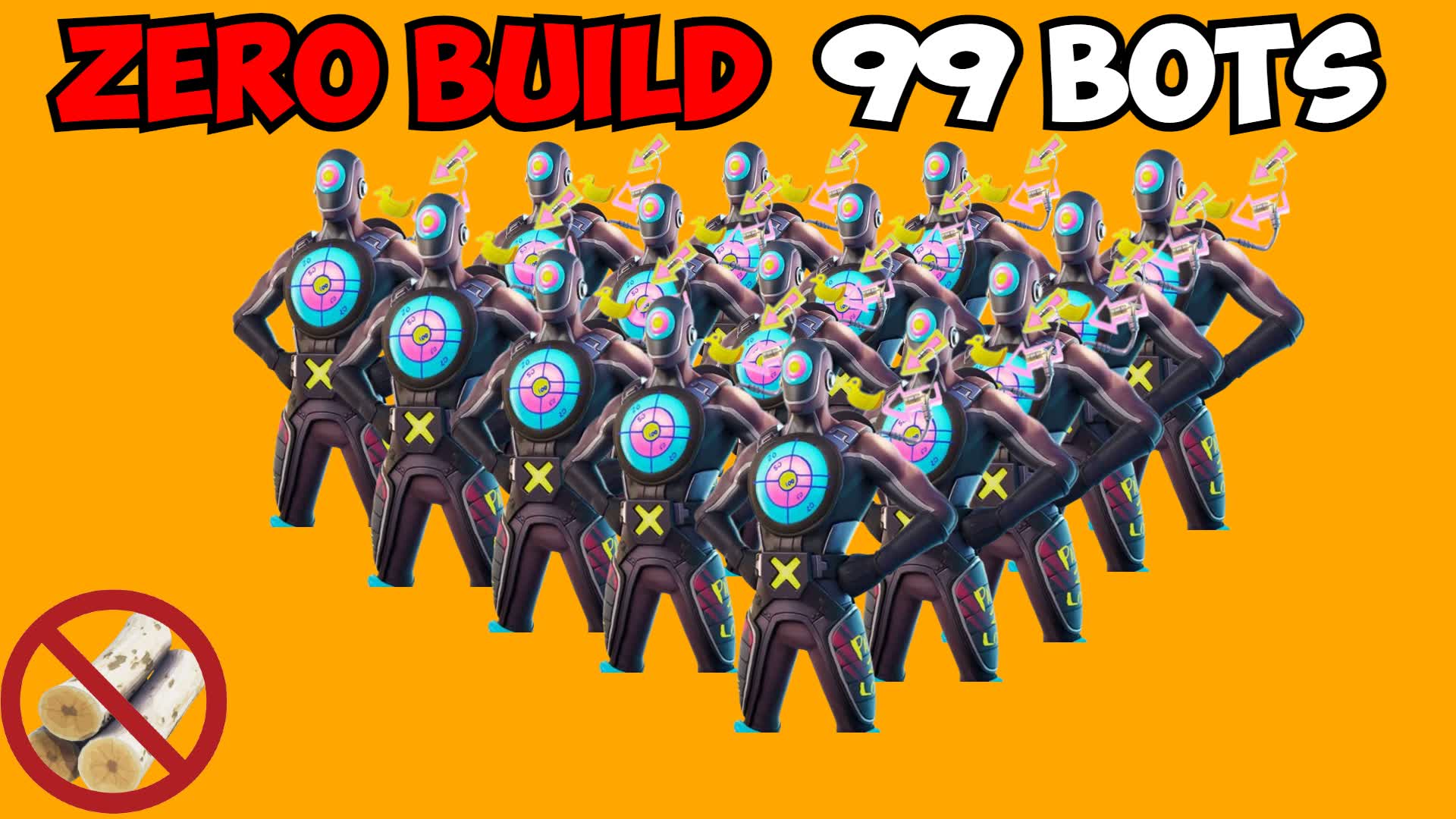 🤖 ZERO BUILD *99 BOTS* 🤖 [ ivchou ] – Fortnite Creative Map Code