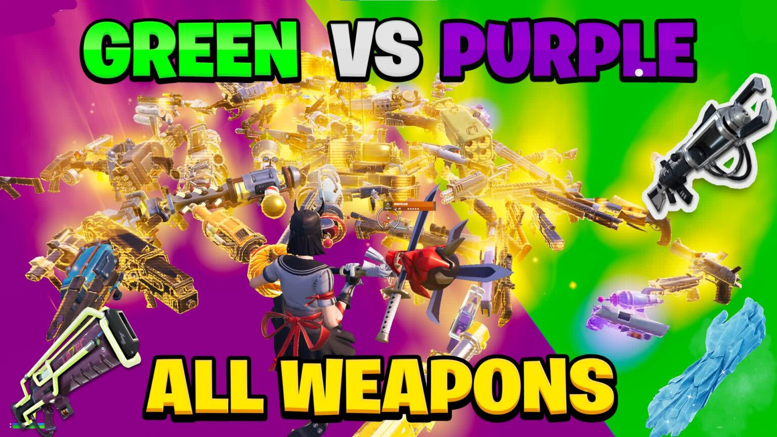 ALL WEAPONS GREEN VS PRUPLE 🆕 [ marara ] – Fortnite Creative Map Code
