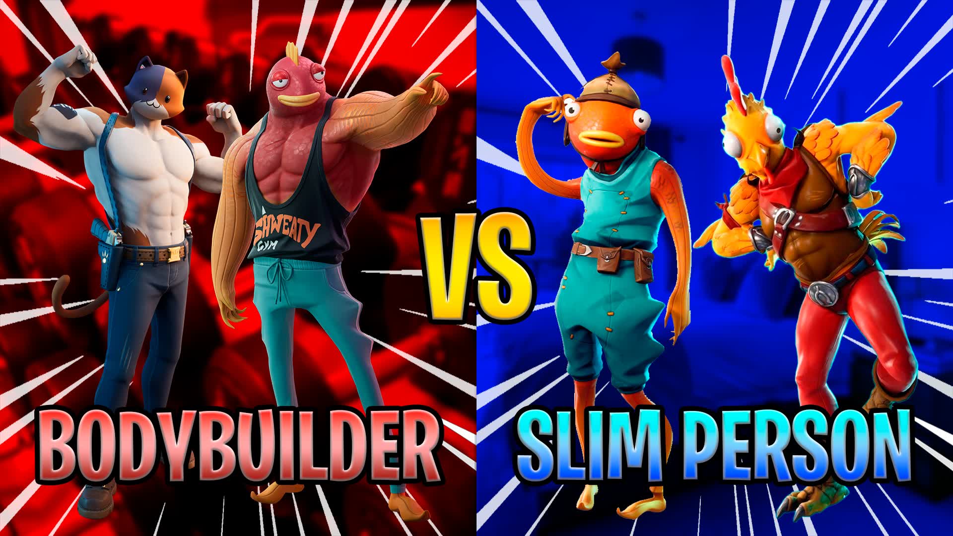 BODYBUILDER VS SLIM PERSON [ menexca ] – Fortnite Creative Map Code