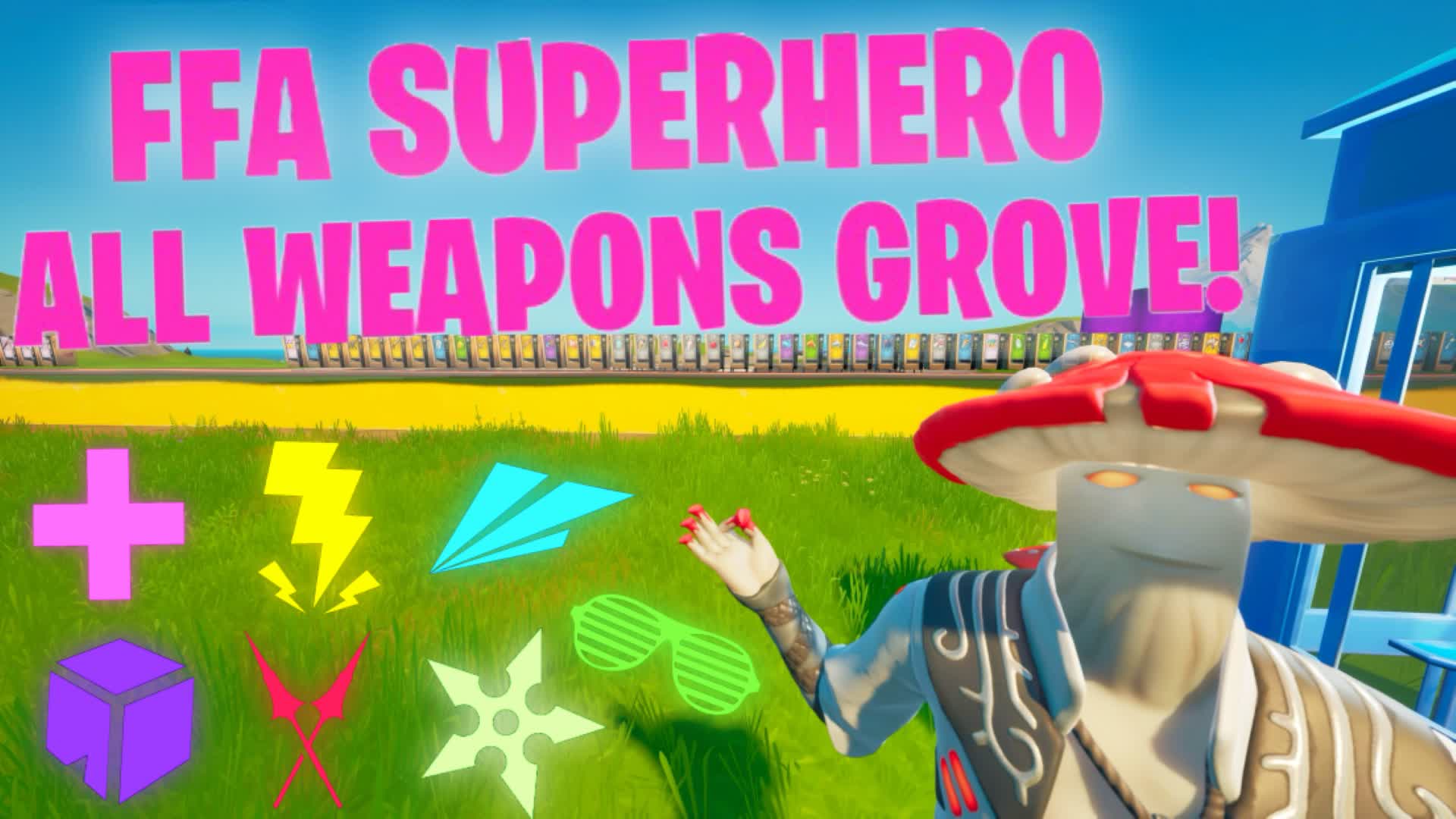 SUPERHERO FFA GROVE! [ rhettplaysgames ] – Fortnite Creative Map Code