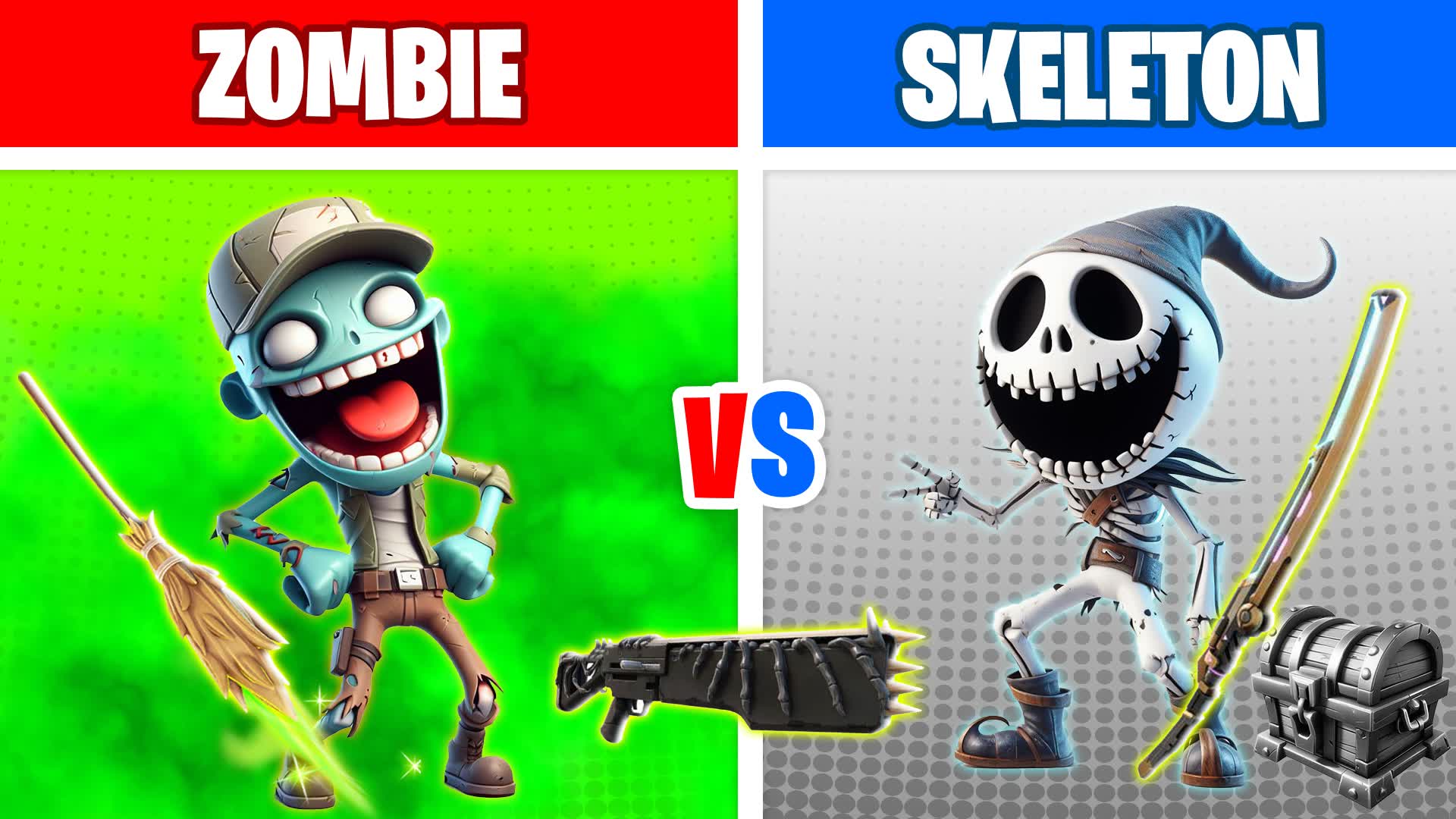 💀 Skeleton VS Zombie 🧟 [ fond ] – Fortnite Creative Map Code