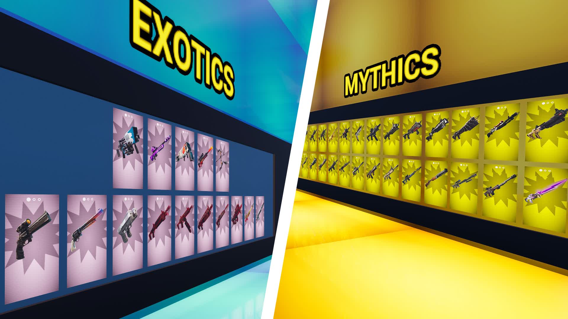 🔥 EXOTICS VS MYTHICS ⭐ [ oxxide ] – Fortnite Creative Map Code