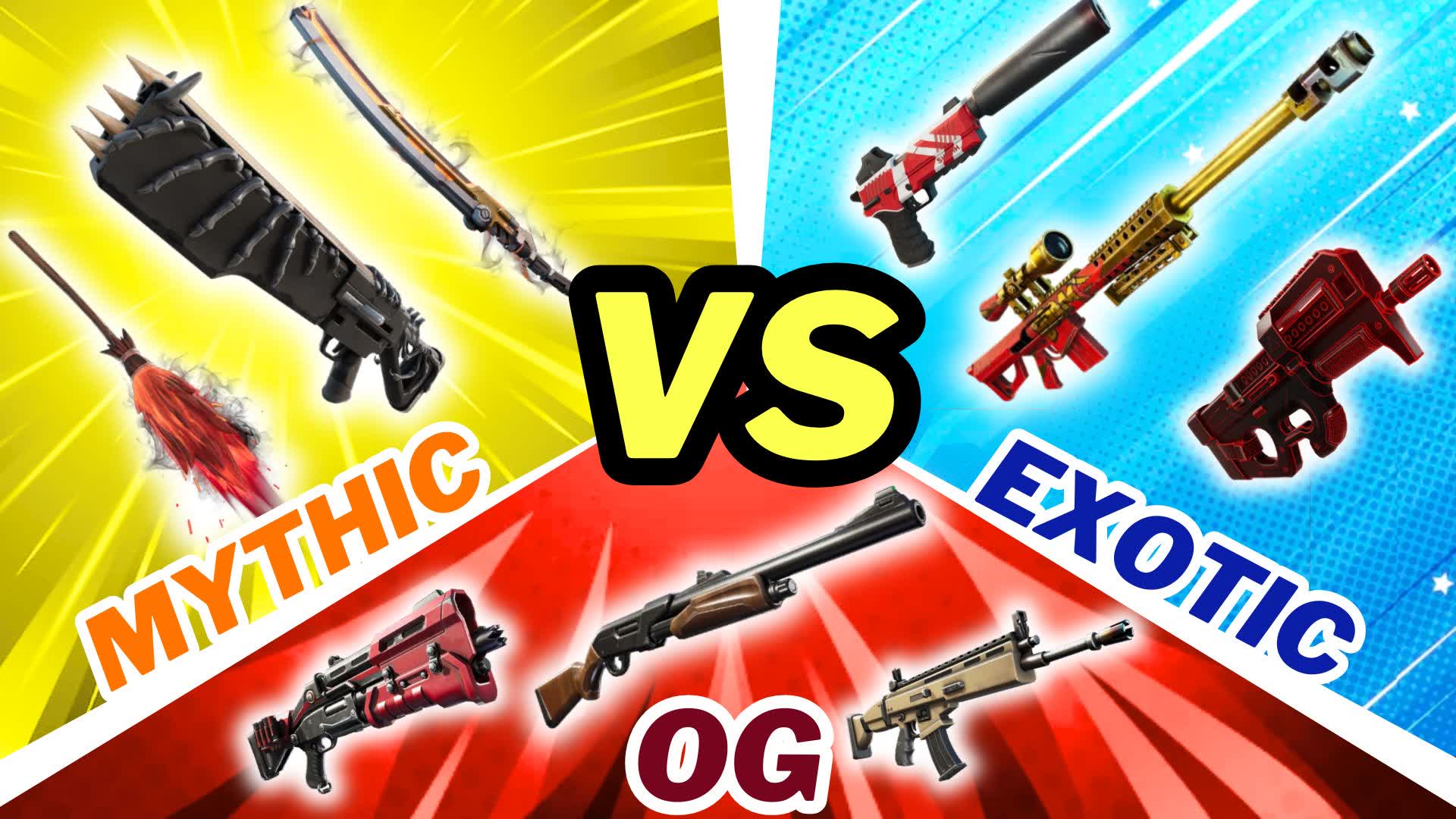 🔥OG VS MYTHIC VS EXOTIC [ ab01 ] – Fortnite Creative Map Code