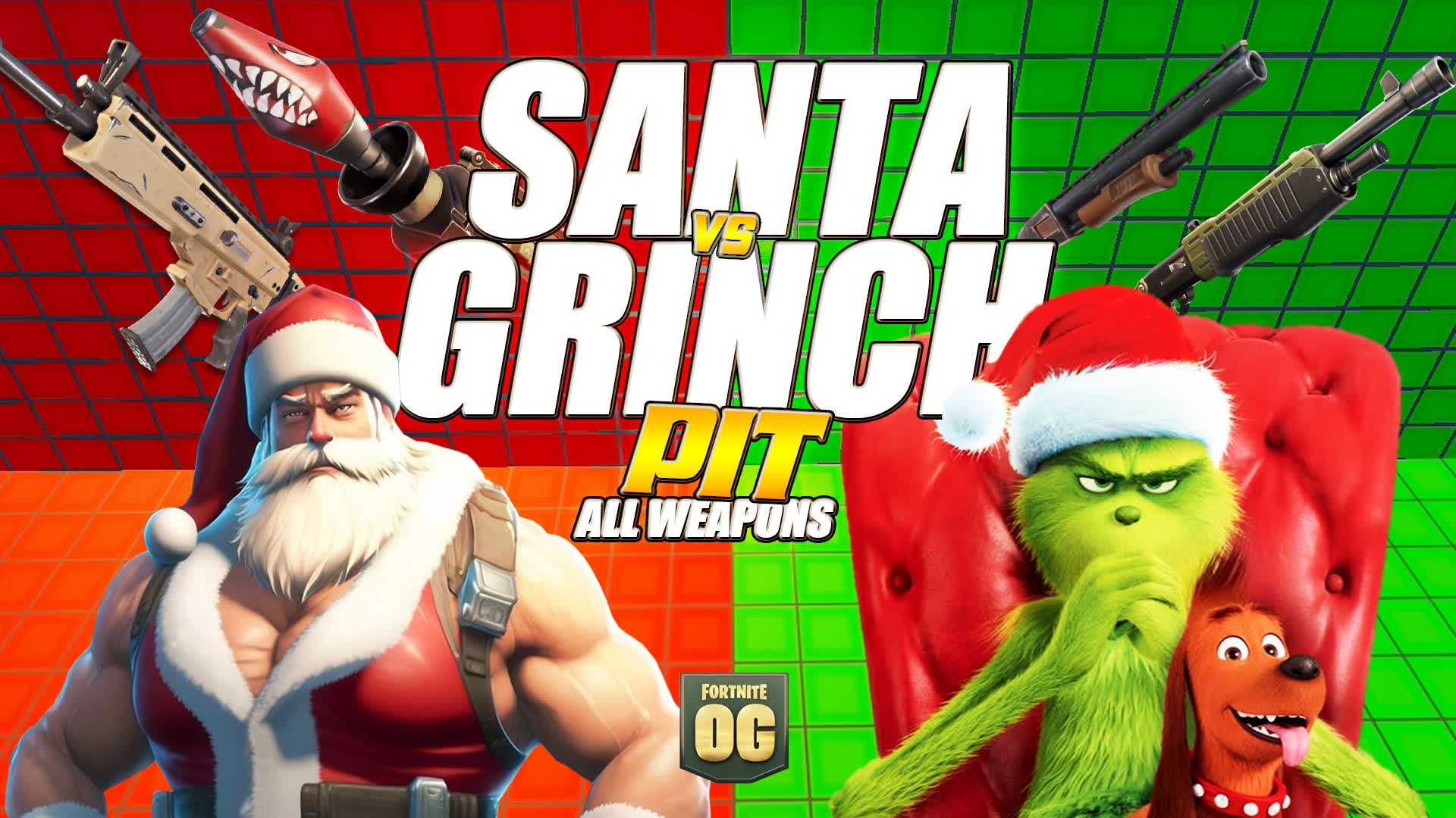 SANTA VS GRINCH PIT (ALL WEAPONS) [ wkeyely ] – Fortnite Creative Map Code