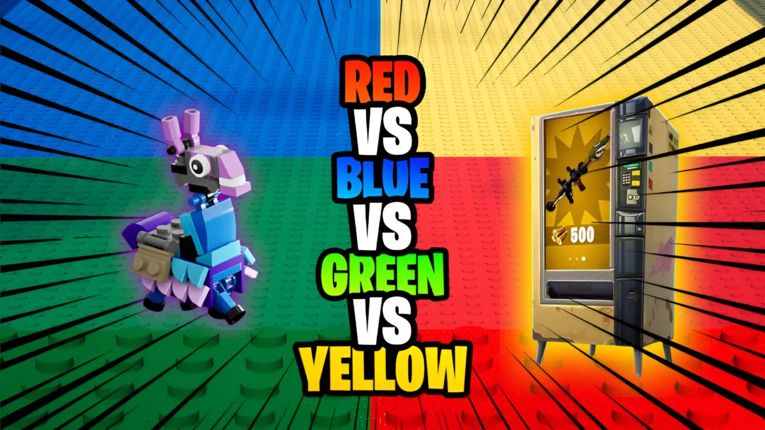 🔴🔵RED vs BLUE vs GREEN vs YELLOW🟢🟡 [ guanyu ] – Fortnite Creative Map Code