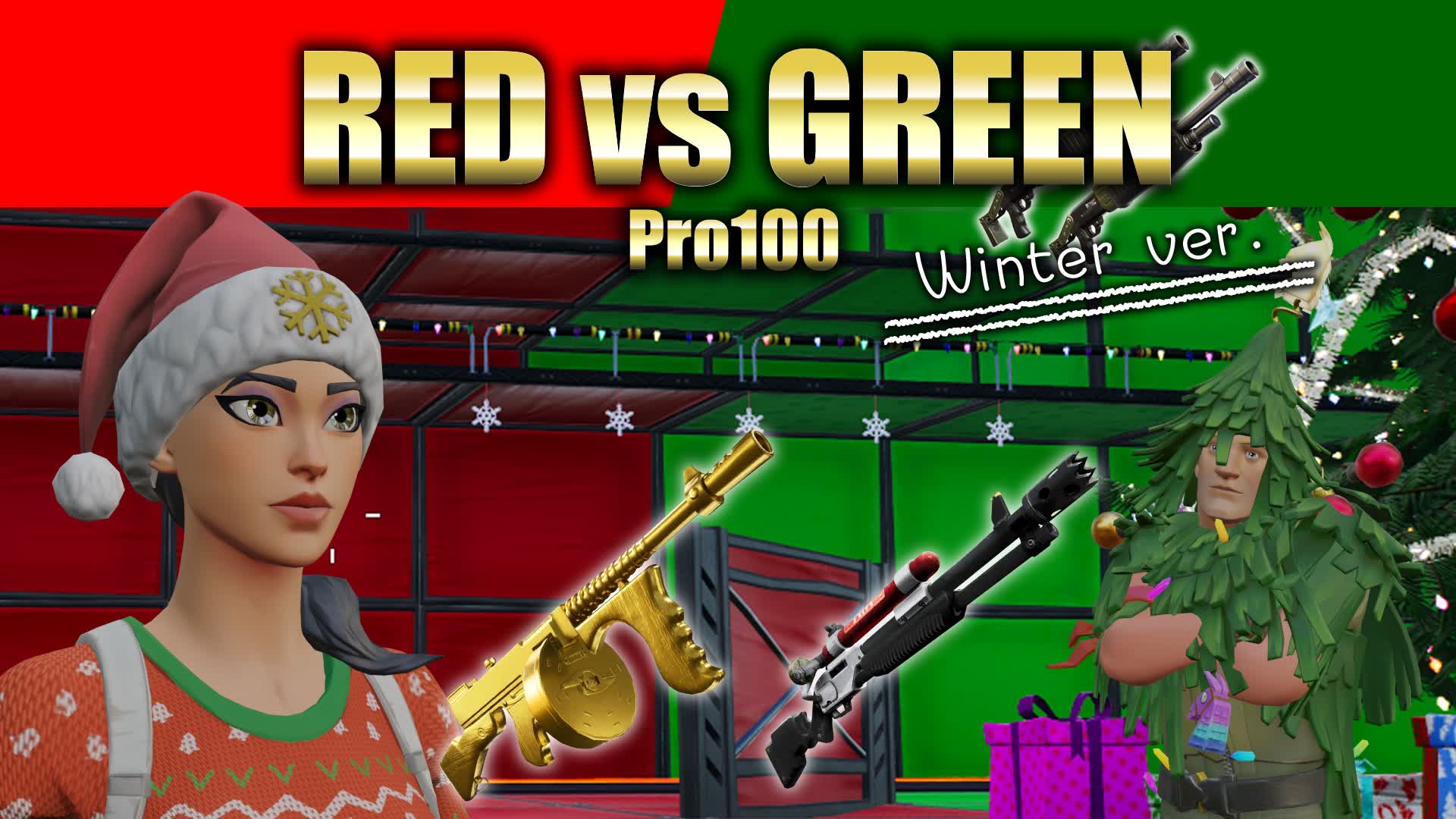 RED vs GREEN Pro100 Winter ver. [ raiden_llc ] – Fortnite Creative Map Code