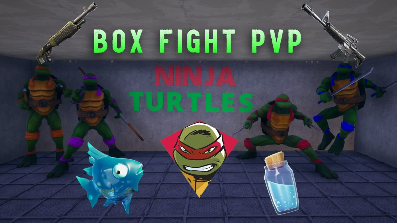 🐢NINJA TURTLES BOX PVP🐱‍👤 [ l-eny ] – Fortnite Creative Map Code