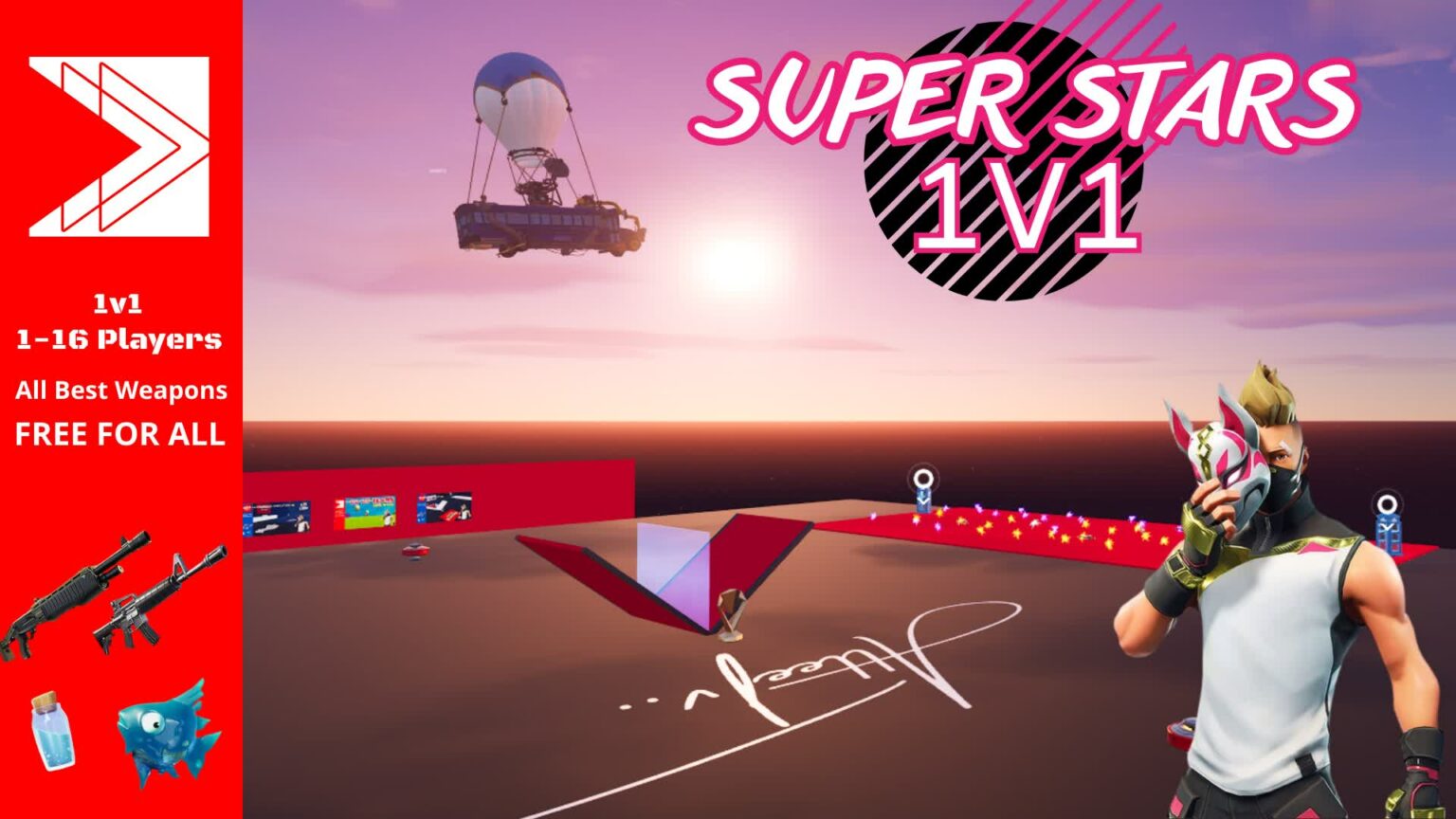 👑 SUPER STARS 1V1 👑 [ alleetv ] – Fortnite Creative Map Code