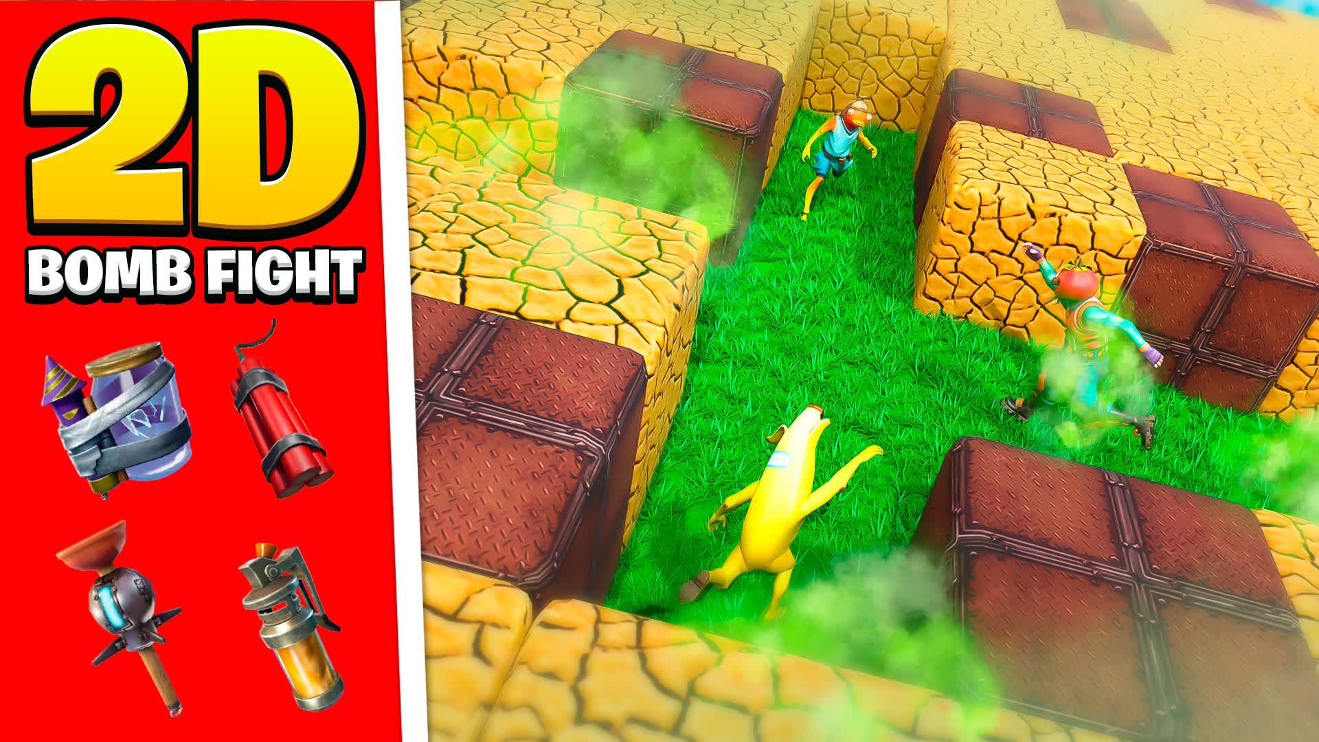2D Bomb Fight 💣🔥 [ taka3 ] – Fortnite Creative Map Code
