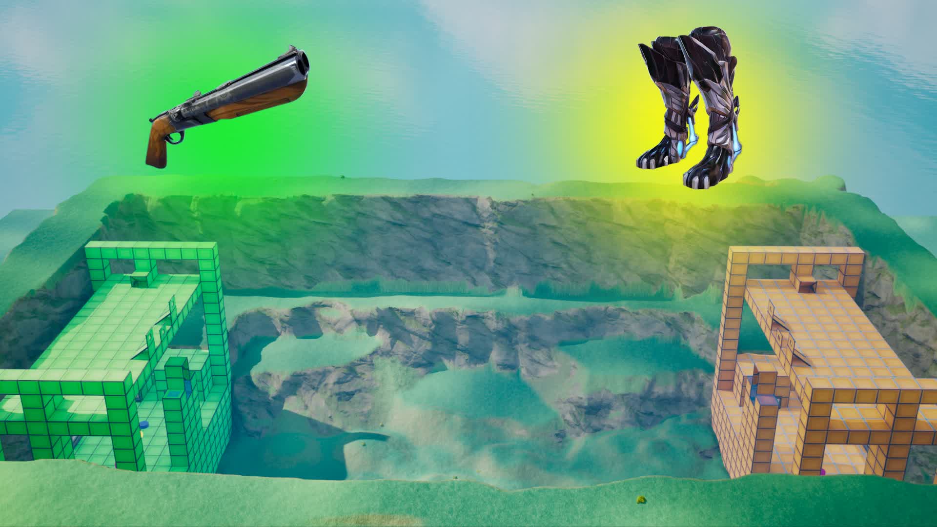 GREEN VS YELLOW [ sk-1883 ] – Fortnite Creative Map Code