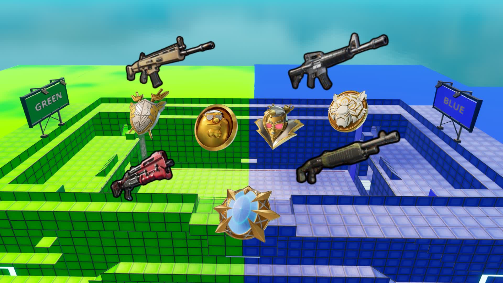 SUPER GREEN VS BLUE 🟢🔵 [ ggse ] – Fortnite Creative Map Code