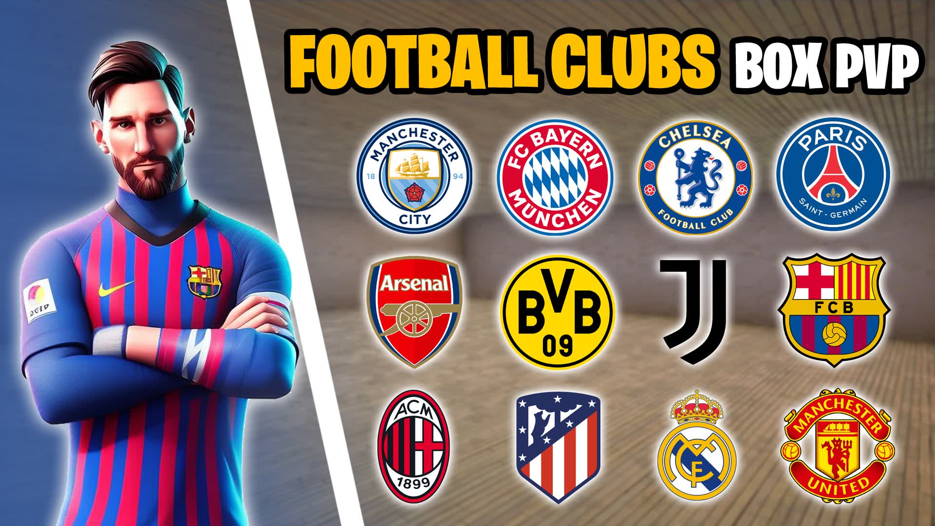 🏆 FOOTBALL CLUBS BOX PVP 📦 [ rdxy ] – Fortnite Creative Map Code