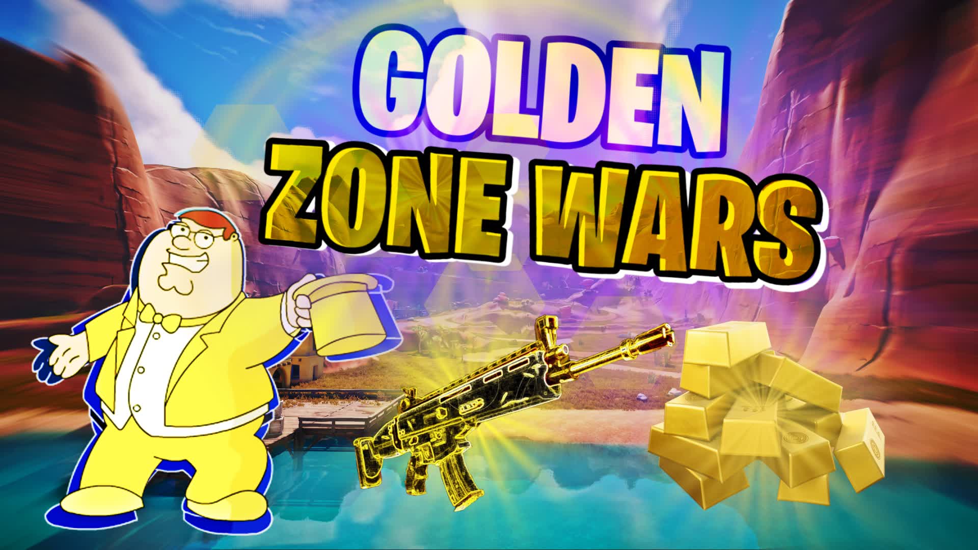 ⭐ Golden Zone Wars ⭐10 Player PVP [ ingoen ] – Fortnite Creative Map Code