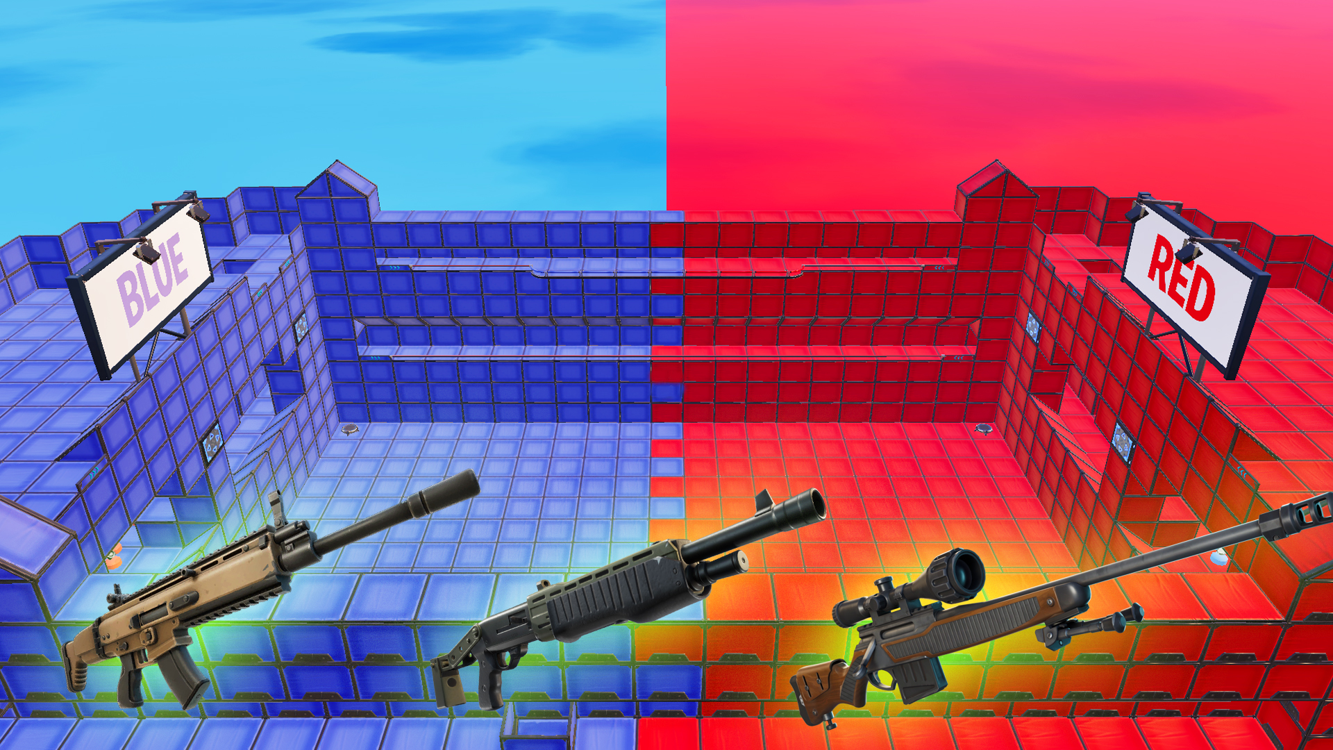 Amazingg Red Vs Blue🟥🟦 [ fluffybuilds ] – Fortnite Creative Map Code