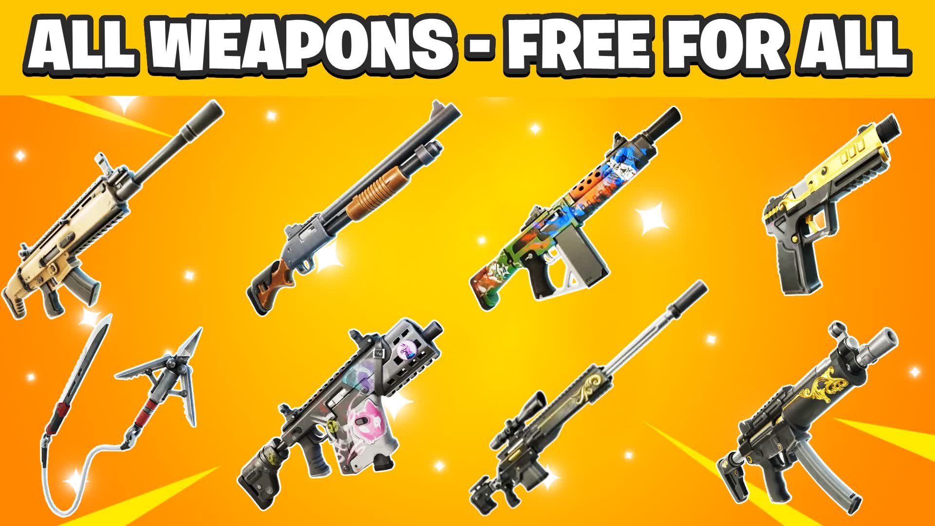 ALL WEAPONS - FREE FOR ALL [ riklyy ] – Fortnite Creative Map Code