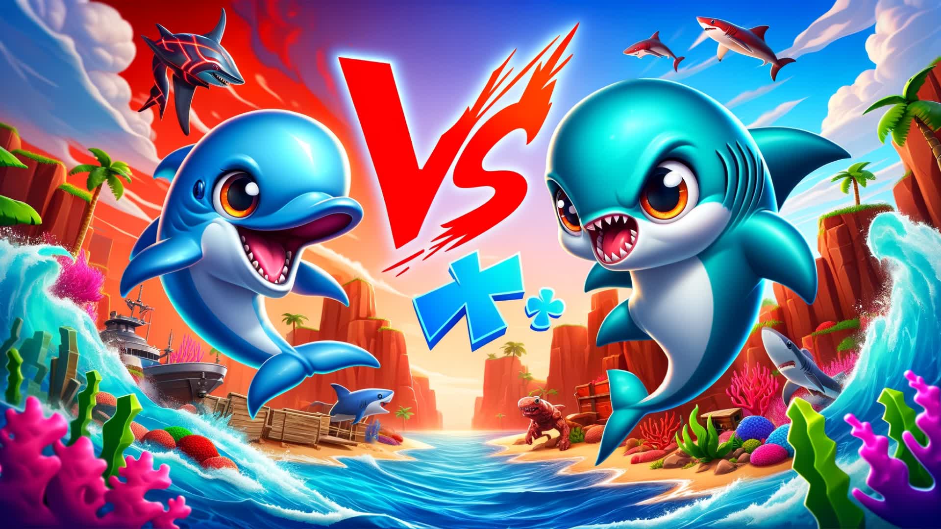 🐬🌊 DOLPHINS VS SHARKS 🦈🚩 [ ezz ] – Fortnite Creative Map Code