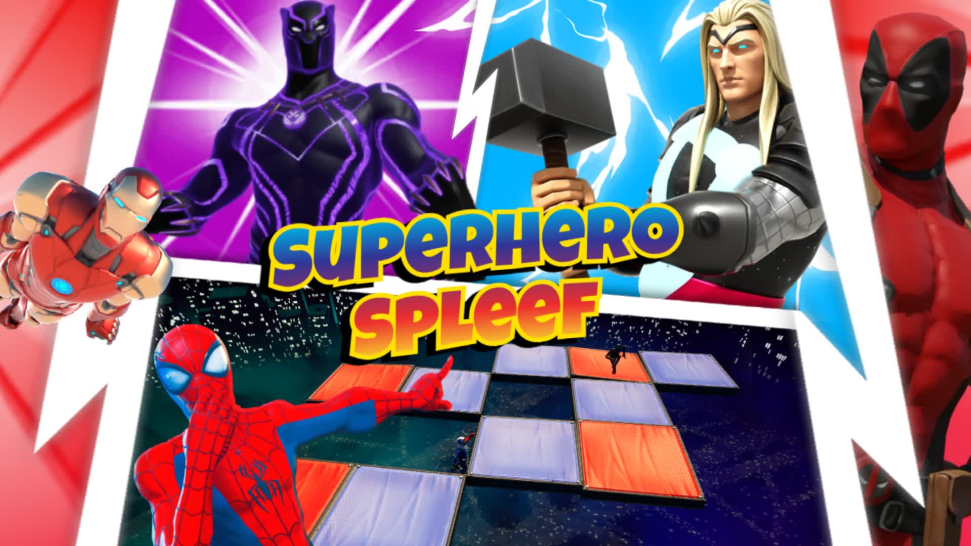 ⚡SUPERHERO SPLEEF⚡ [ dinosyvl333 ] – Fortnite Creative Map Code