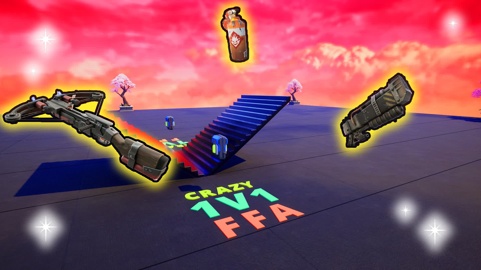 CRAZY FFA 1V1 🌟 (NEW WEAPONS) [ azurox ] – Fortnite Creative Map Code