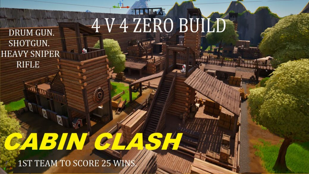 Cabin Clash. 4v4 Zero build [ robot-renegade ] – Fortnite Creative Map Code