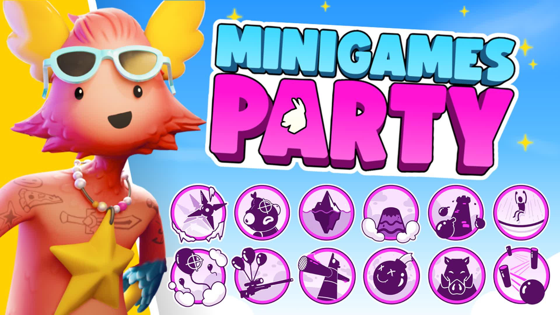SUPER MINIGAMES PARTY 👑 [ derponce ] – Fortnite Creative Map Code